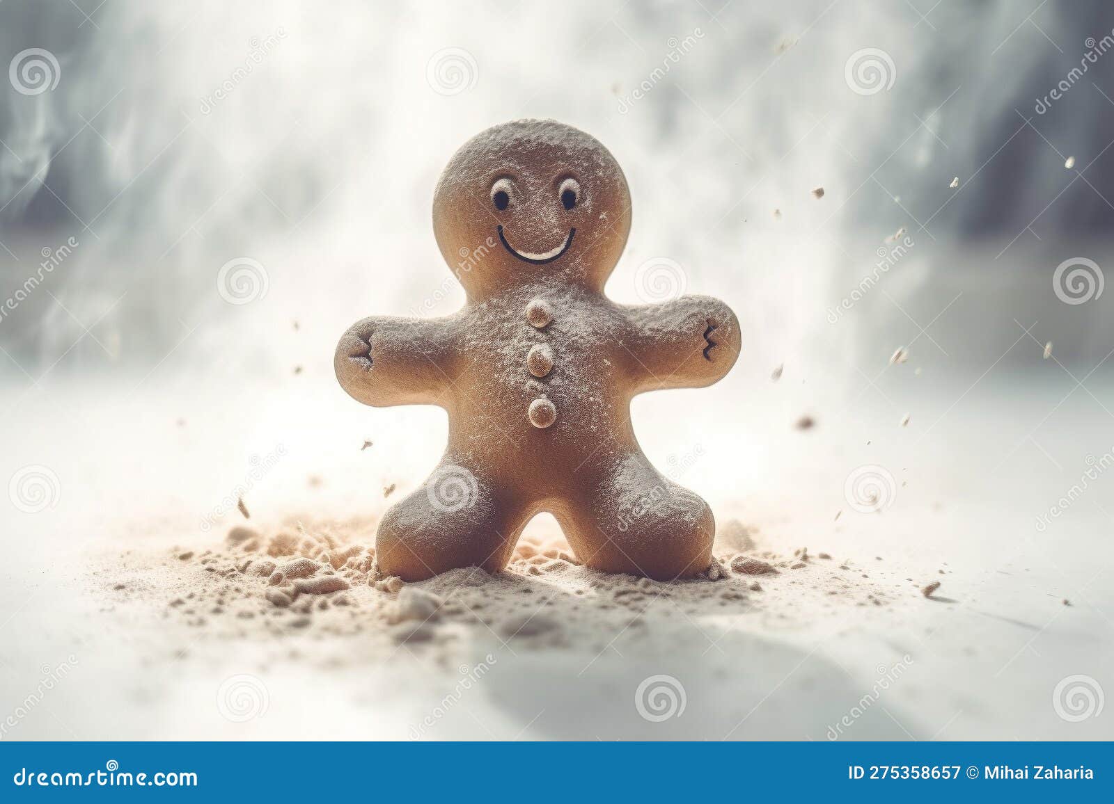 A Happy Gingerbread Man Dancing on the Kitchen Table. Generative AI ...