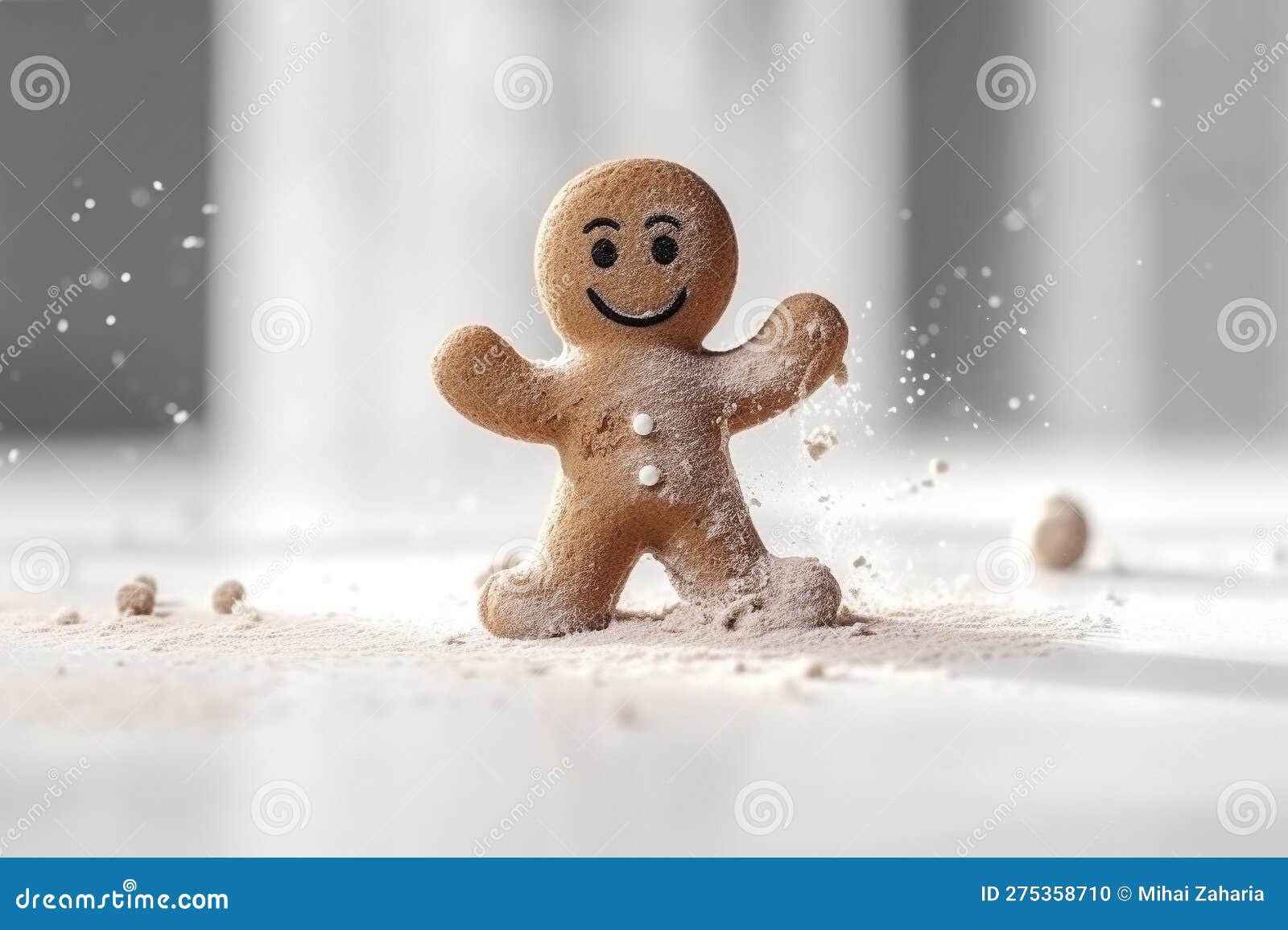 A Happy Gingerbread Man Dancing on the Kitchen Table. Generative AI ...