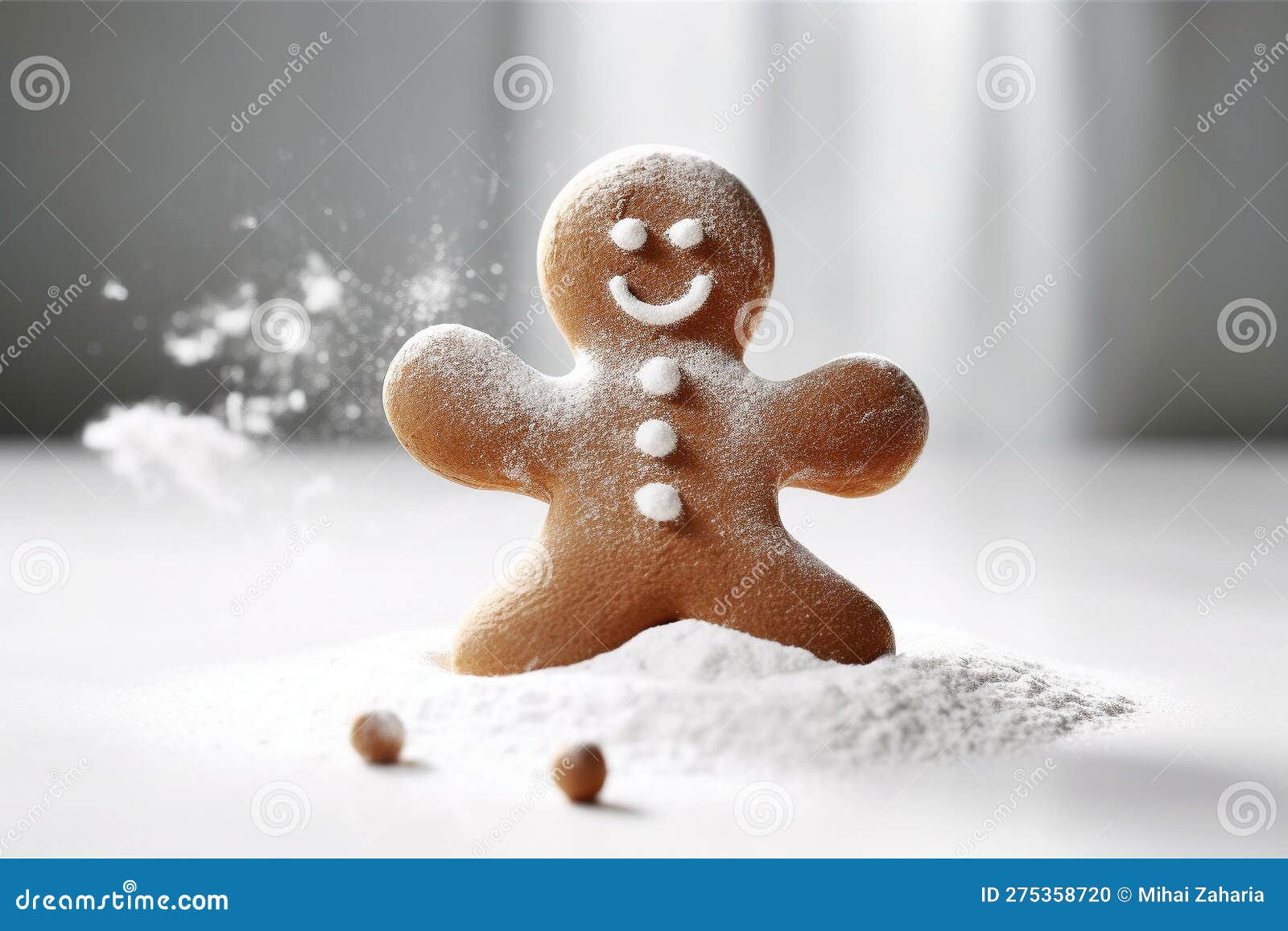 A Happy Gingerbread Man Dancing on the Kitchen Table. Generative AI ...