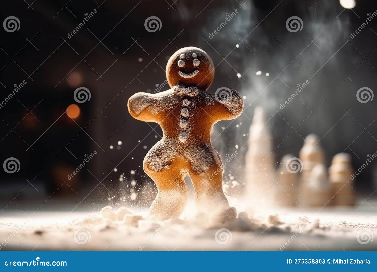 A Happy Gingerbread Man Dancing on the Kitchen Table. Generative AI ...