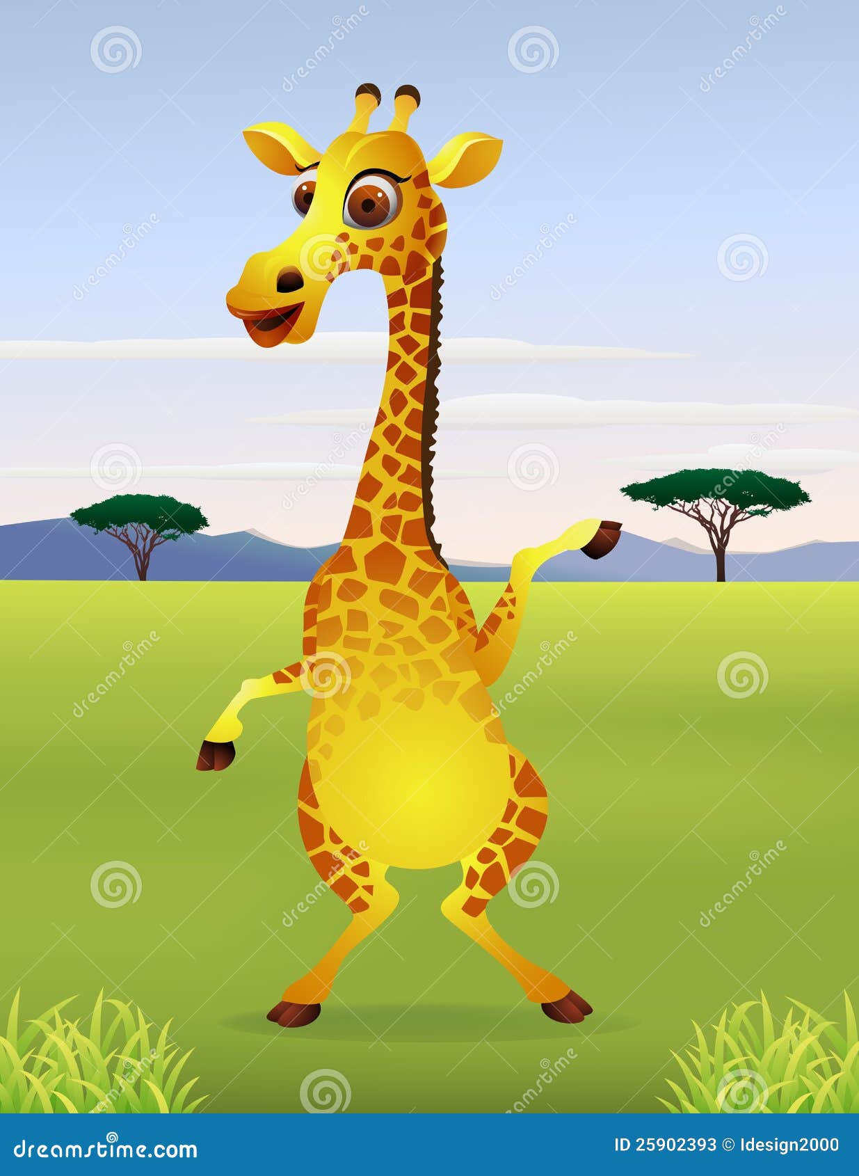 A happy giraffe cartoon stock illustration. Illustration of plain ...