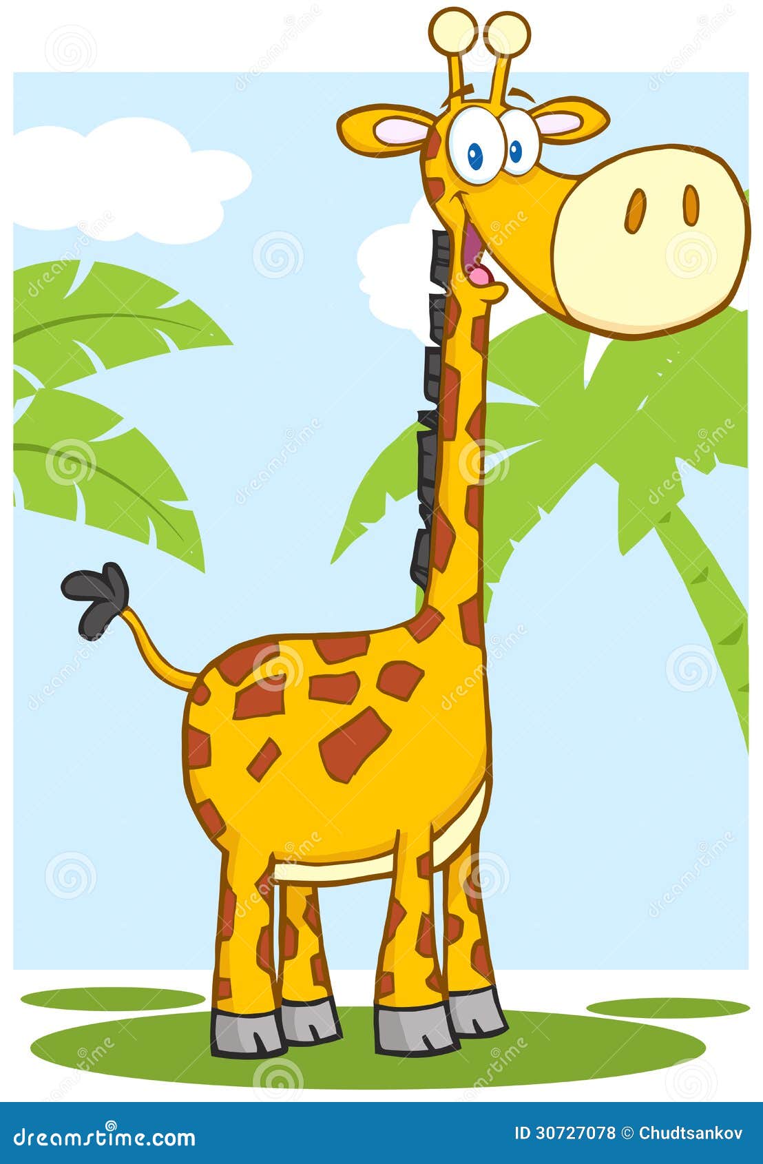 Happy Giraffe Cartoon Character With Background Royalty Free Stock ...