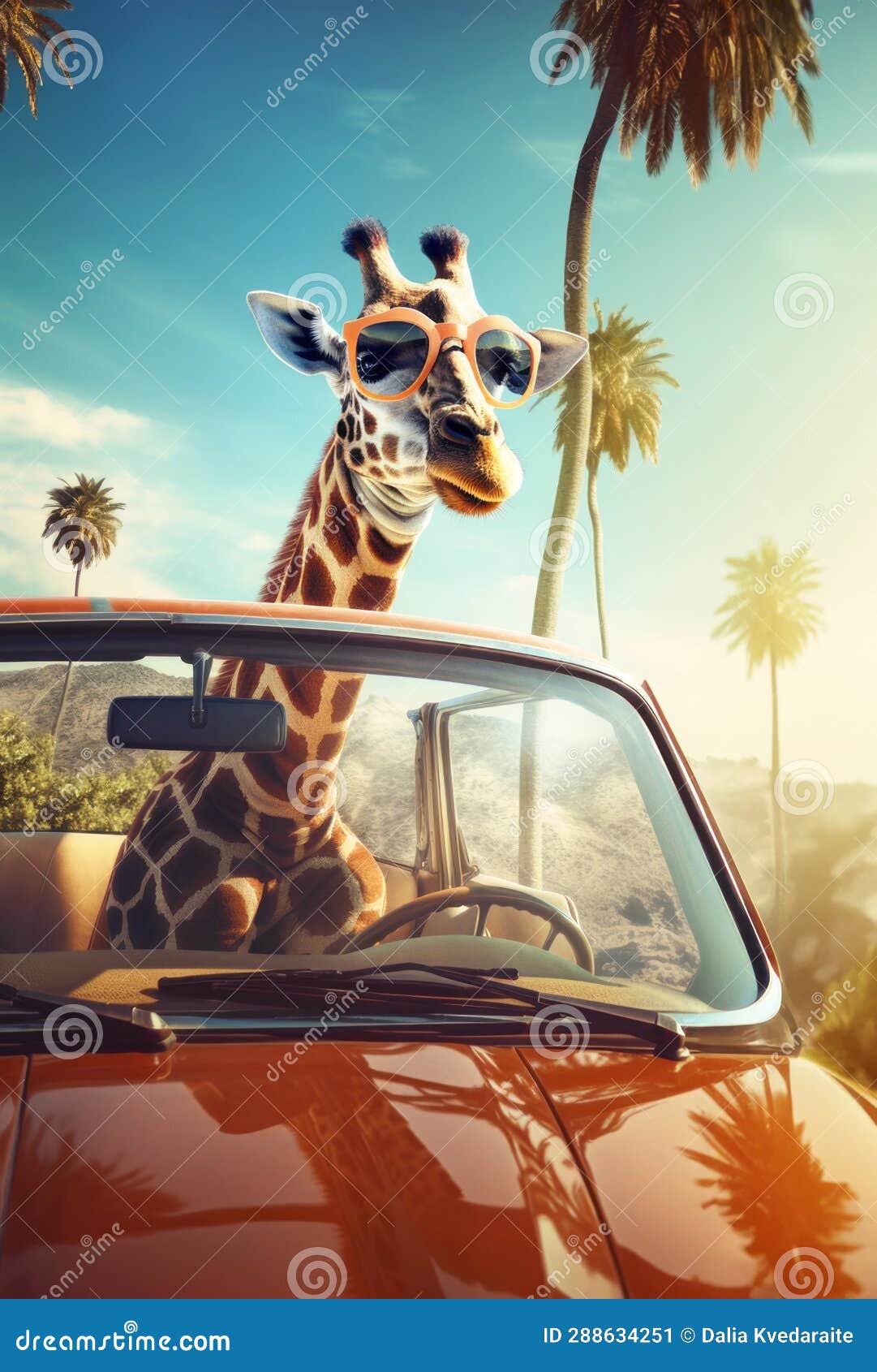 Happy giraffe on vacation stock illustration. Illustration of postcard ...