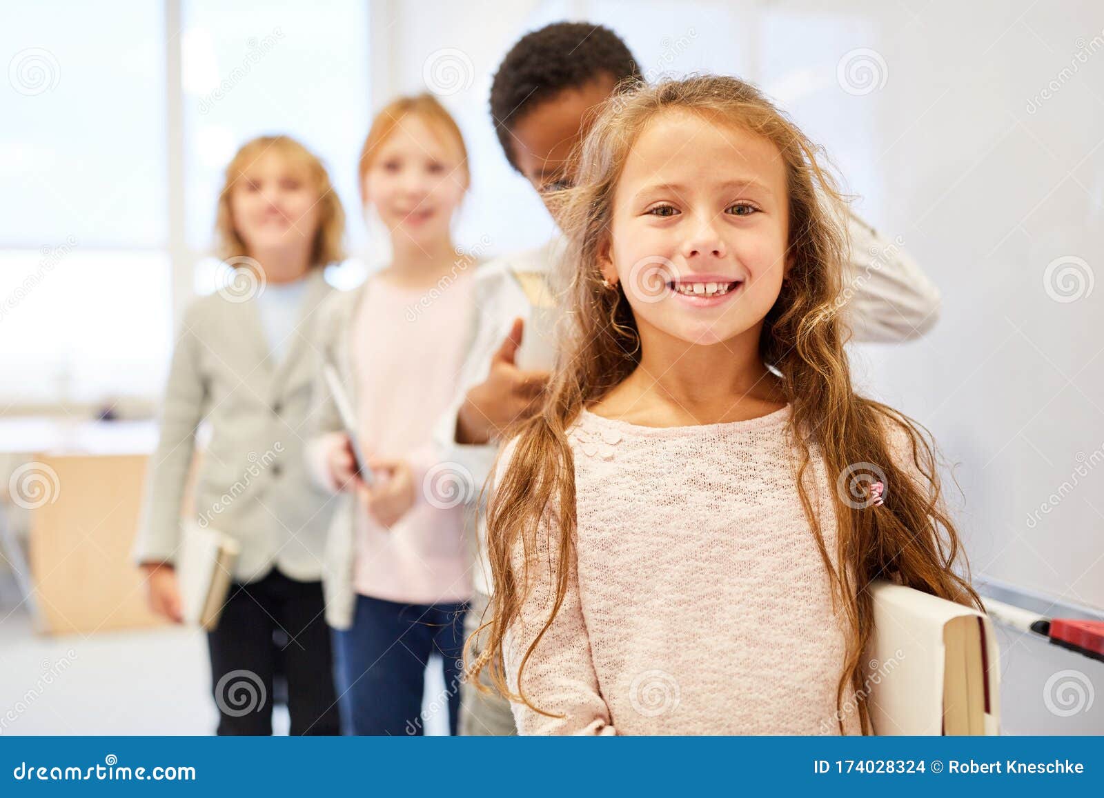 Happy Girl As a School Beginner Stock Photo - Image of education ...