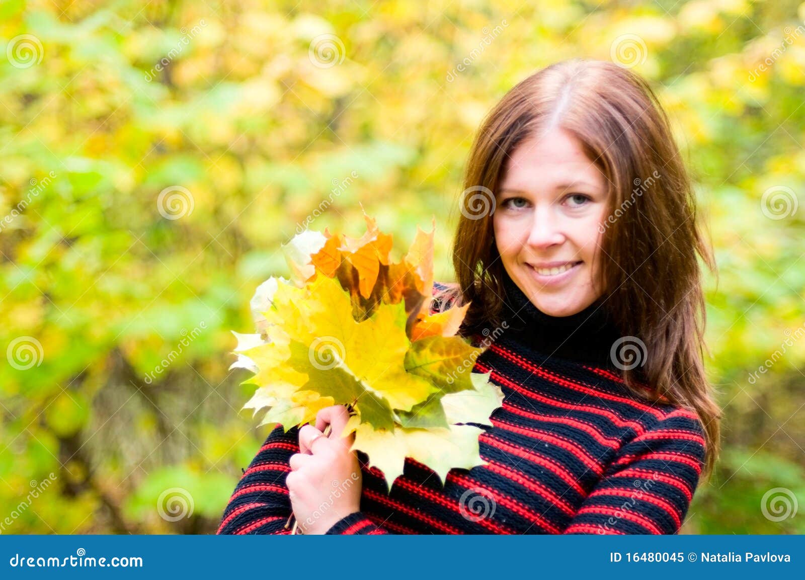 Happy Girl in Autumn Forest Stock Image - Image of people, pose: 16480045