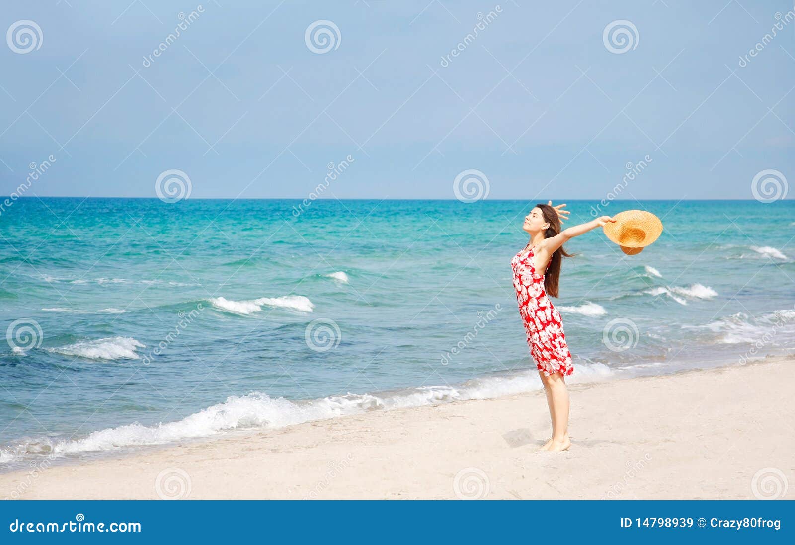 Happy girl on beach stock image. Image of jolly, outside - 14798939