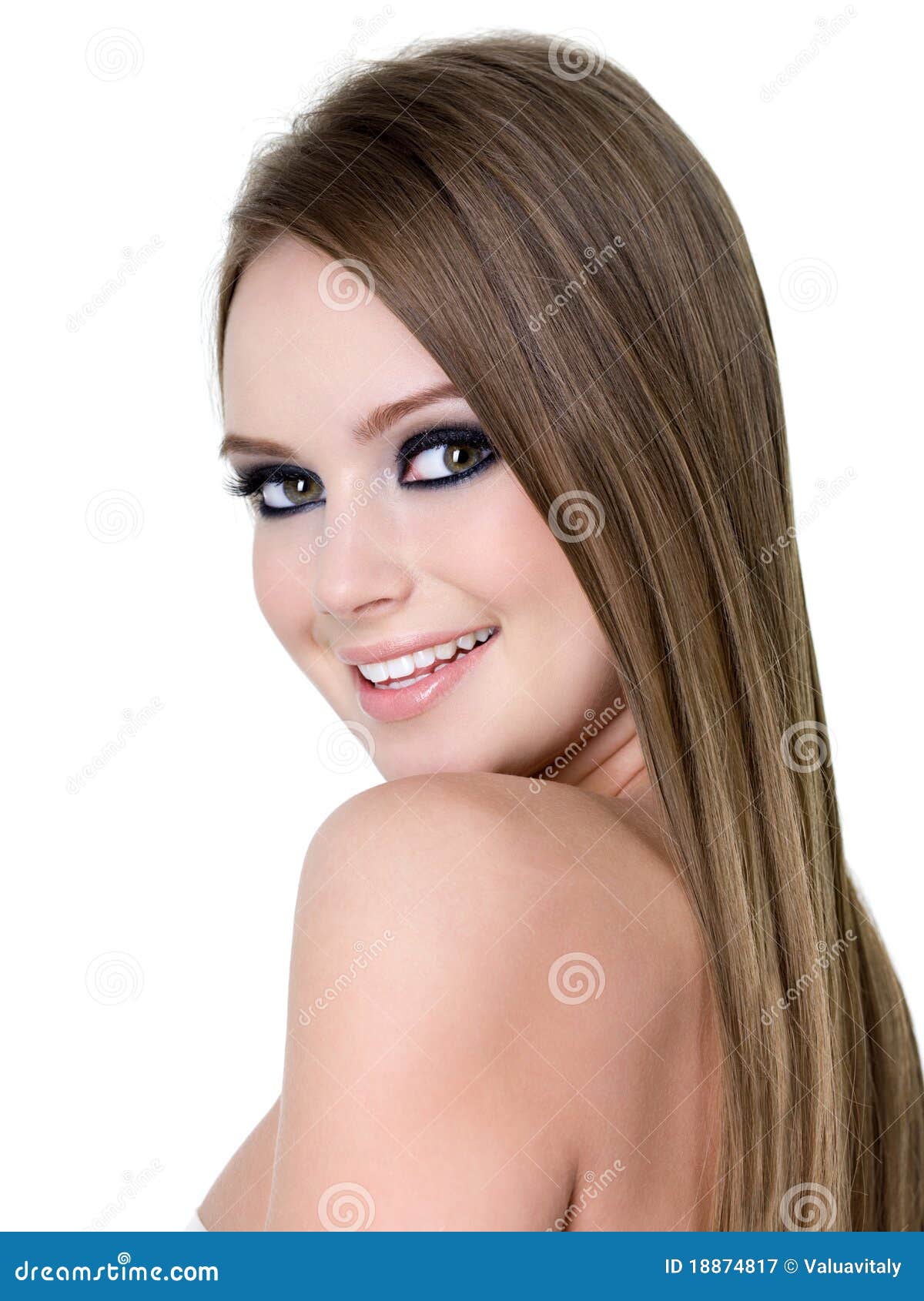 Happy Girl with Black Eye Make-up Stock Image - Image of smiling, happy ...