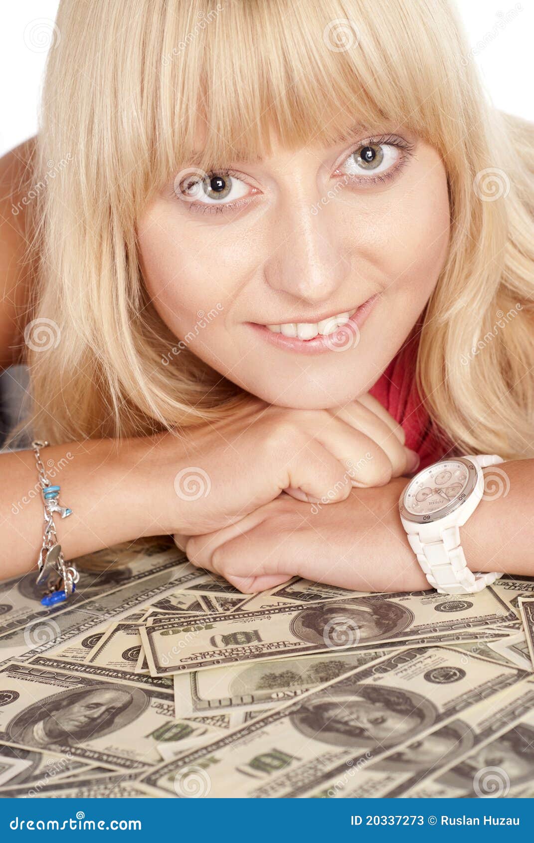 Happy girl with cash stock image. Image of money, luck - 20337273
