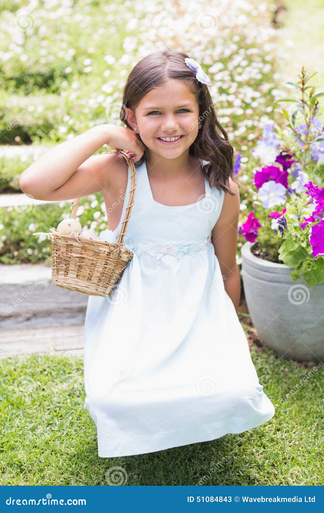 Happy Girl Collecting Easter Eggs Stock Image - Image of clothing, life ...