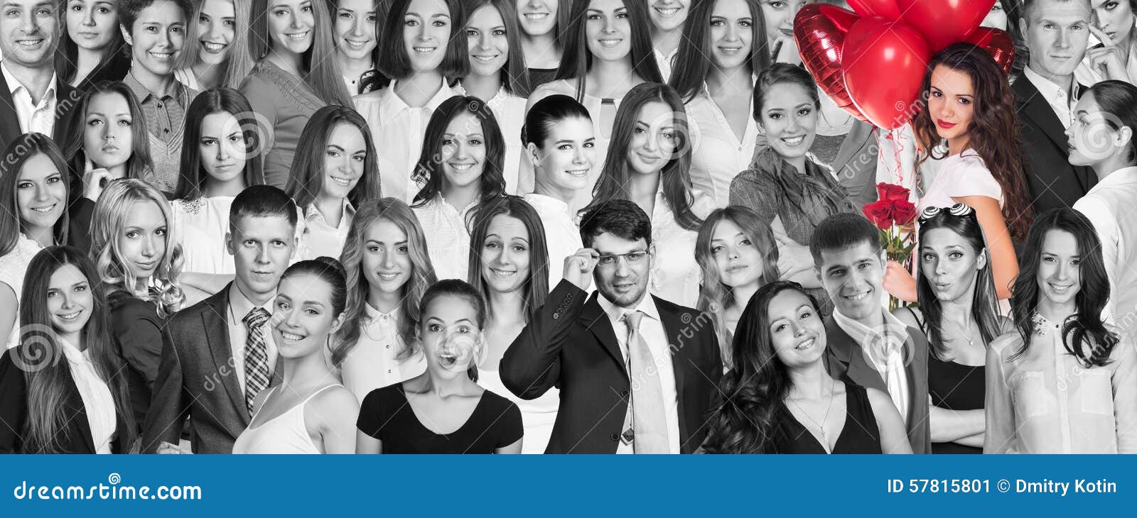 Happy girl in crowd stock image. Image of dress, flower - 57815801