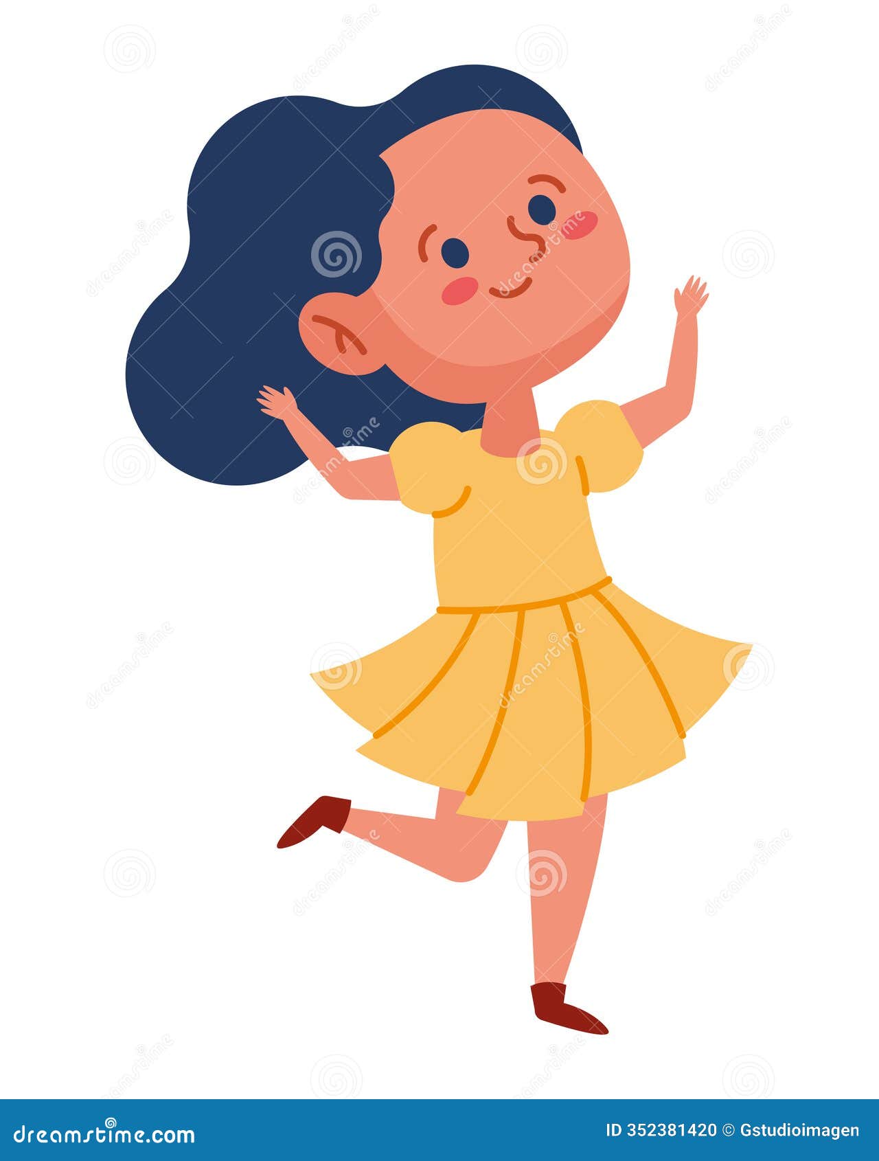 Happy girl dancing stock illustration. Illustration of vector - 352381420