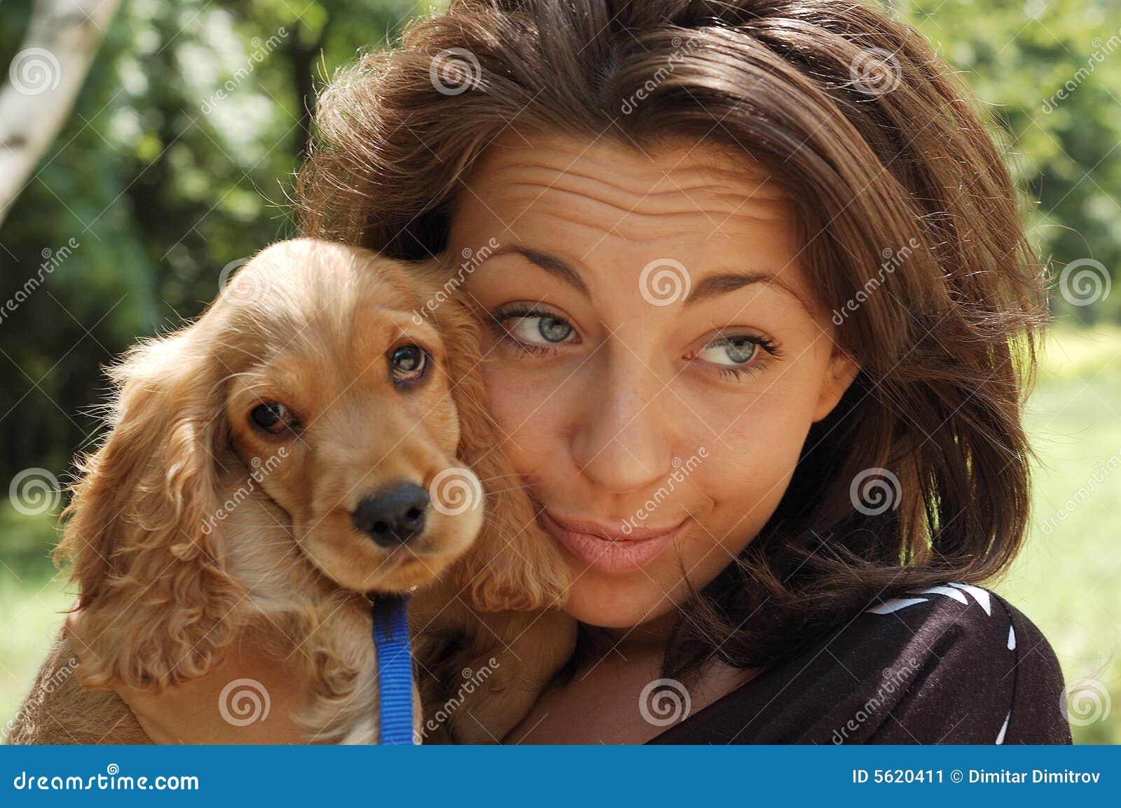 Happy girl with dog stock image. Image of animal, caucasian - 5620411