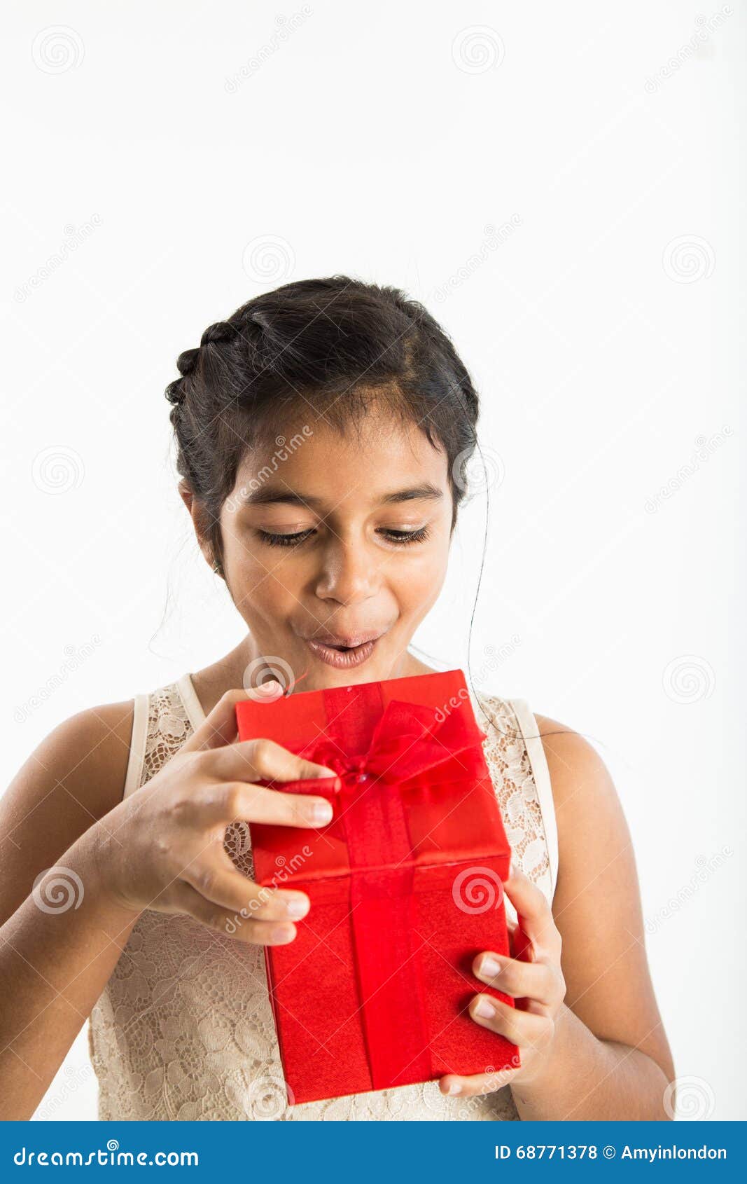 Happy girl gets gift stock photo. Image of indian, girl - 68771378