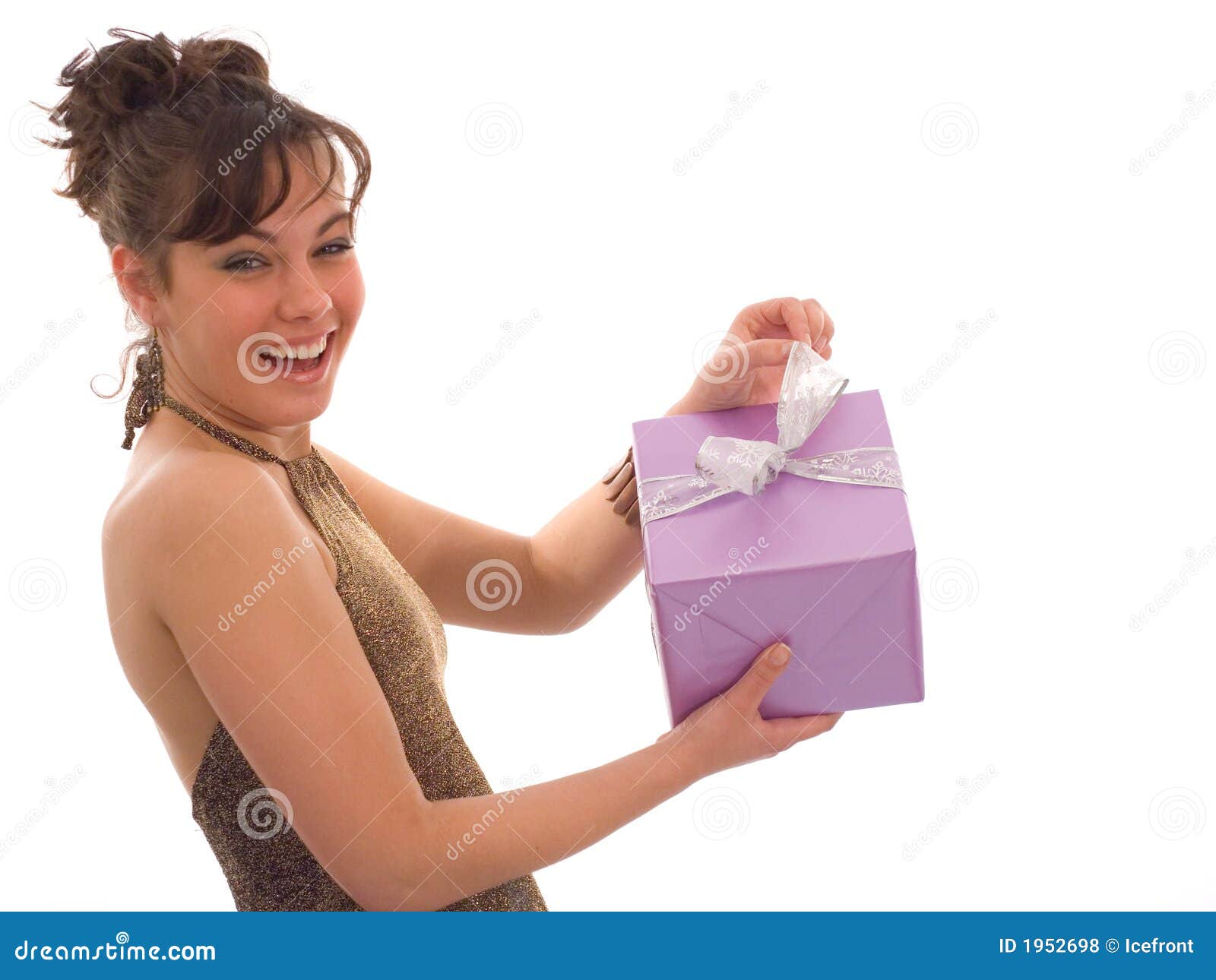 Happy girl with gift stock photo. Image of loving, lovely - 1952698