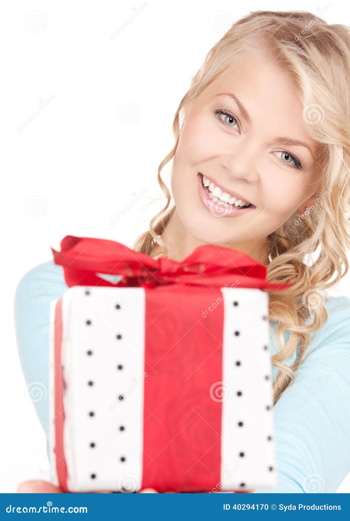 Happy girl with gift box stock photo. Image of bright - 40294170