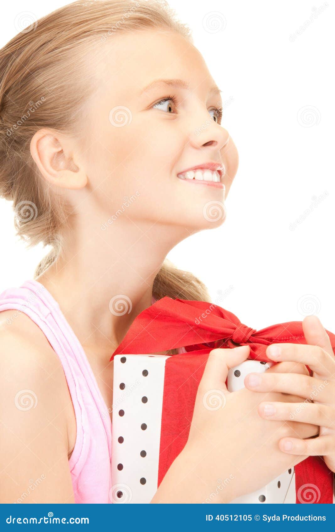 Happy girl with gift box stock image. Image of girl, friendly - 40512105
