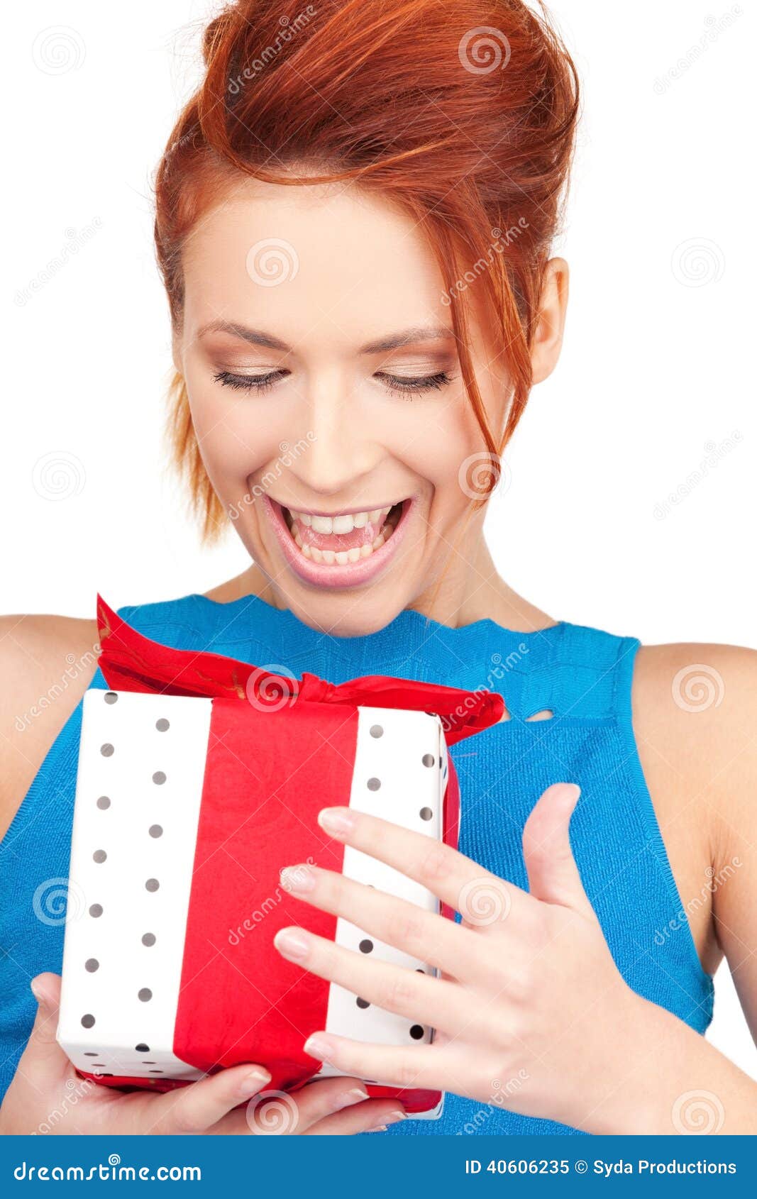 Happy girl with gift box stock image. Image of face, caucasian - 40606235