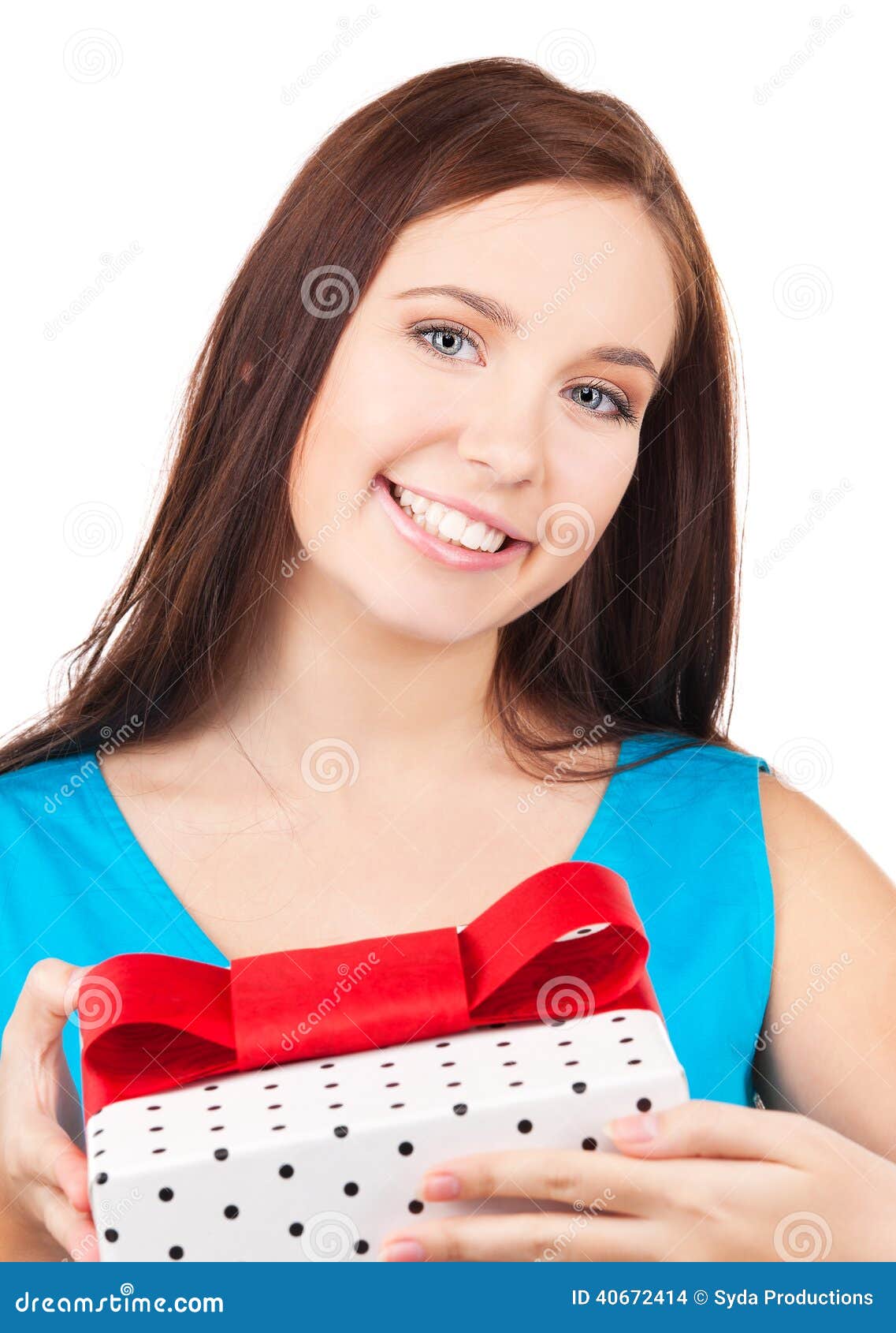 Happy girl with gift box stock photo. Image of bright - 40672414
