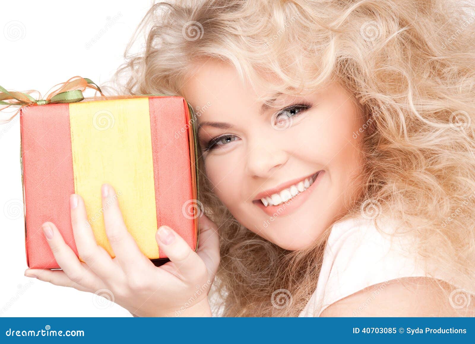 Happy girl with gift box stock image. Image of joyful - 40703085