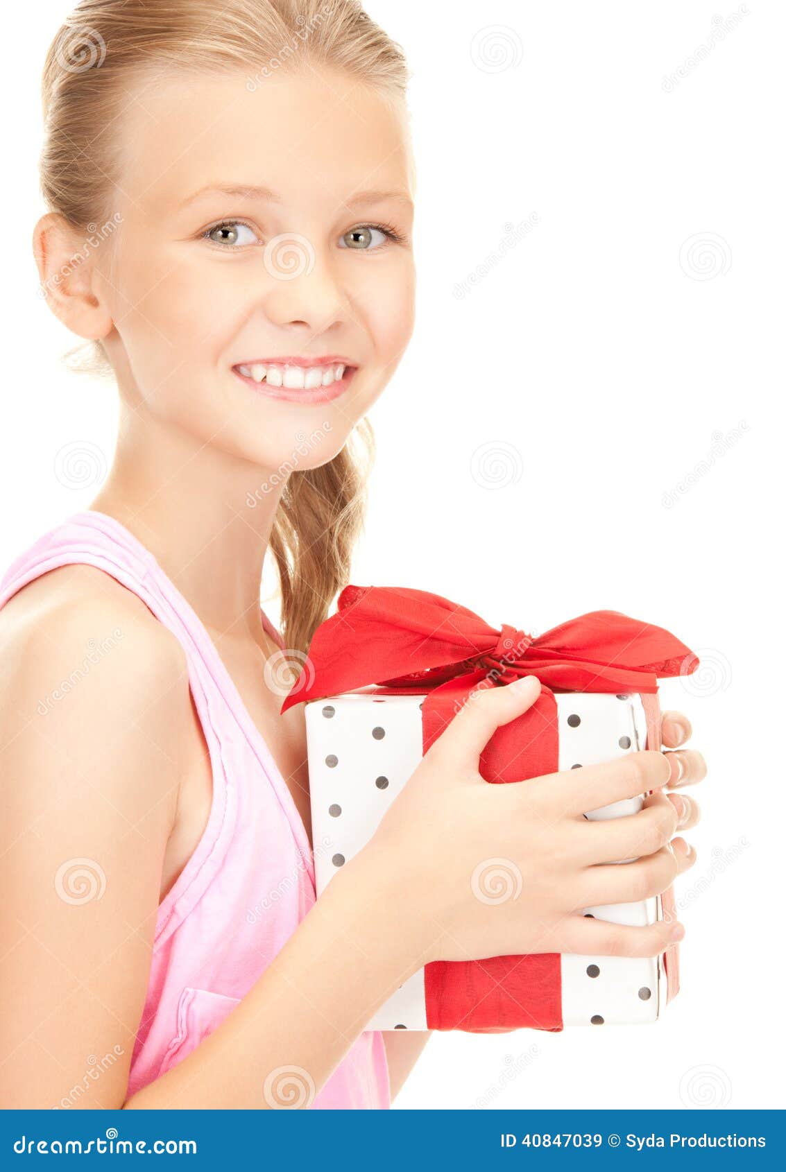 Happy girl with gift box stock image. Image of caucasian - 40847039