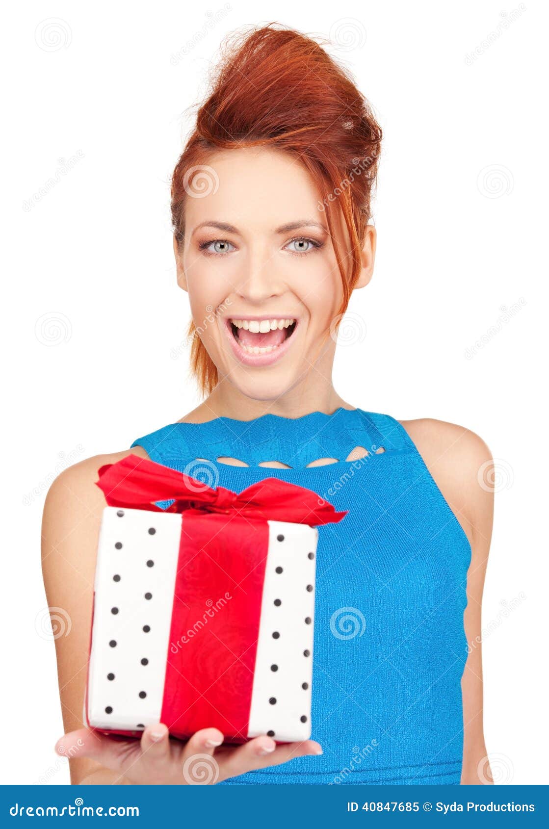 Happy girl with gift box stock image. Image of cheerful - 40847685