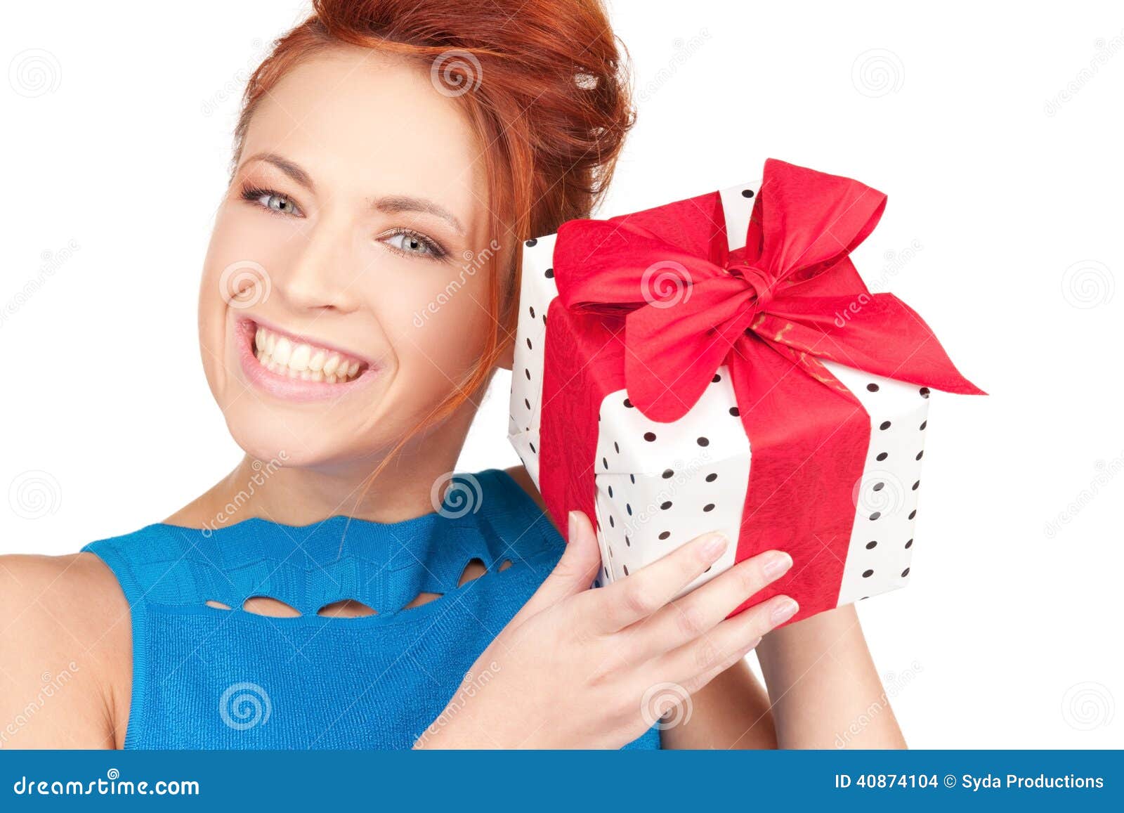 Happy girl with gift box stock photo. Image of joyful - 40874104