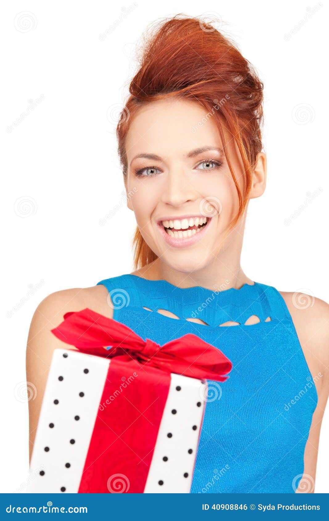 Happy girl with gift box stock photo. Image of girl, beauty - 40908846