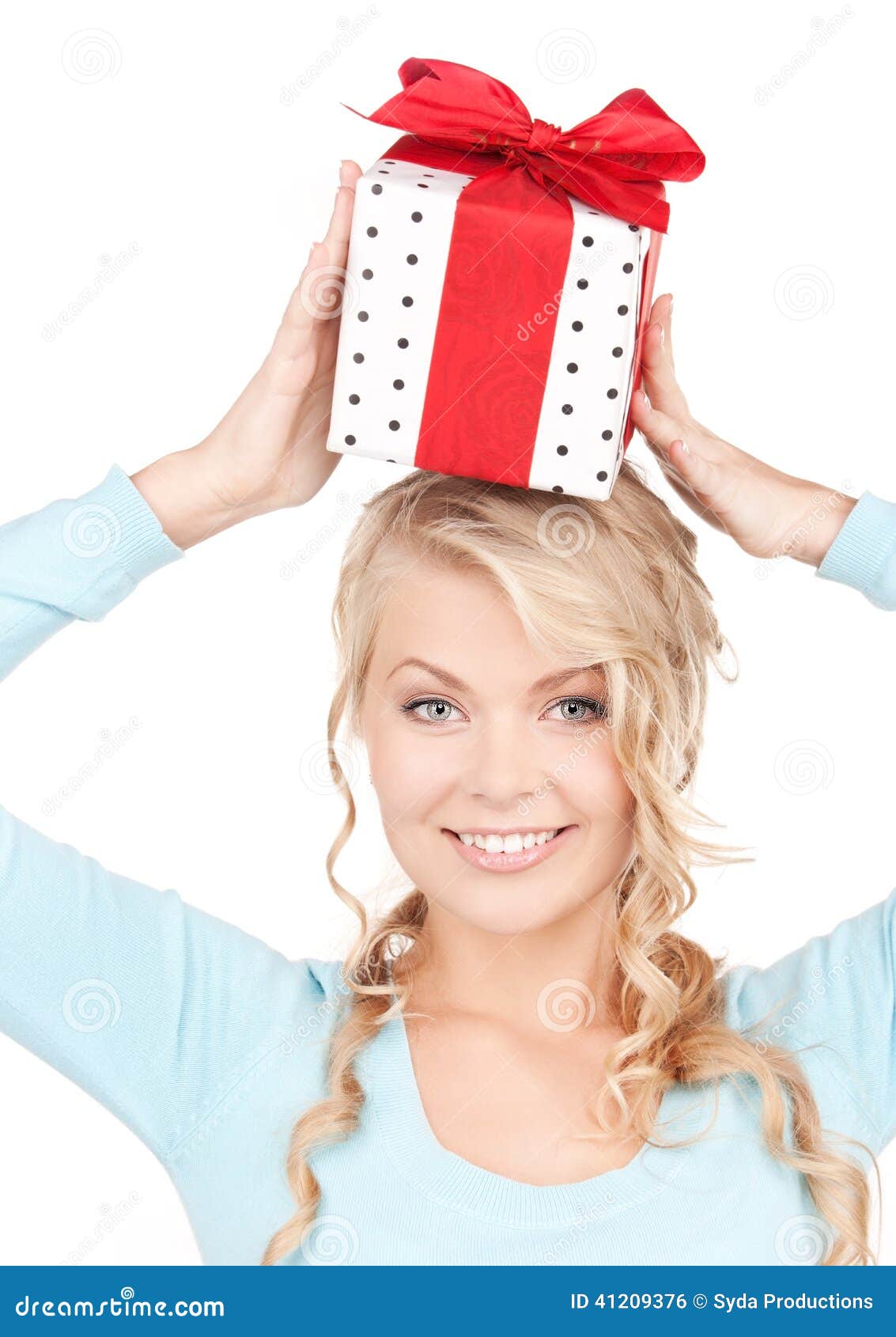 Happy girl with gift box stock photo. Image of adorable - 41209376
