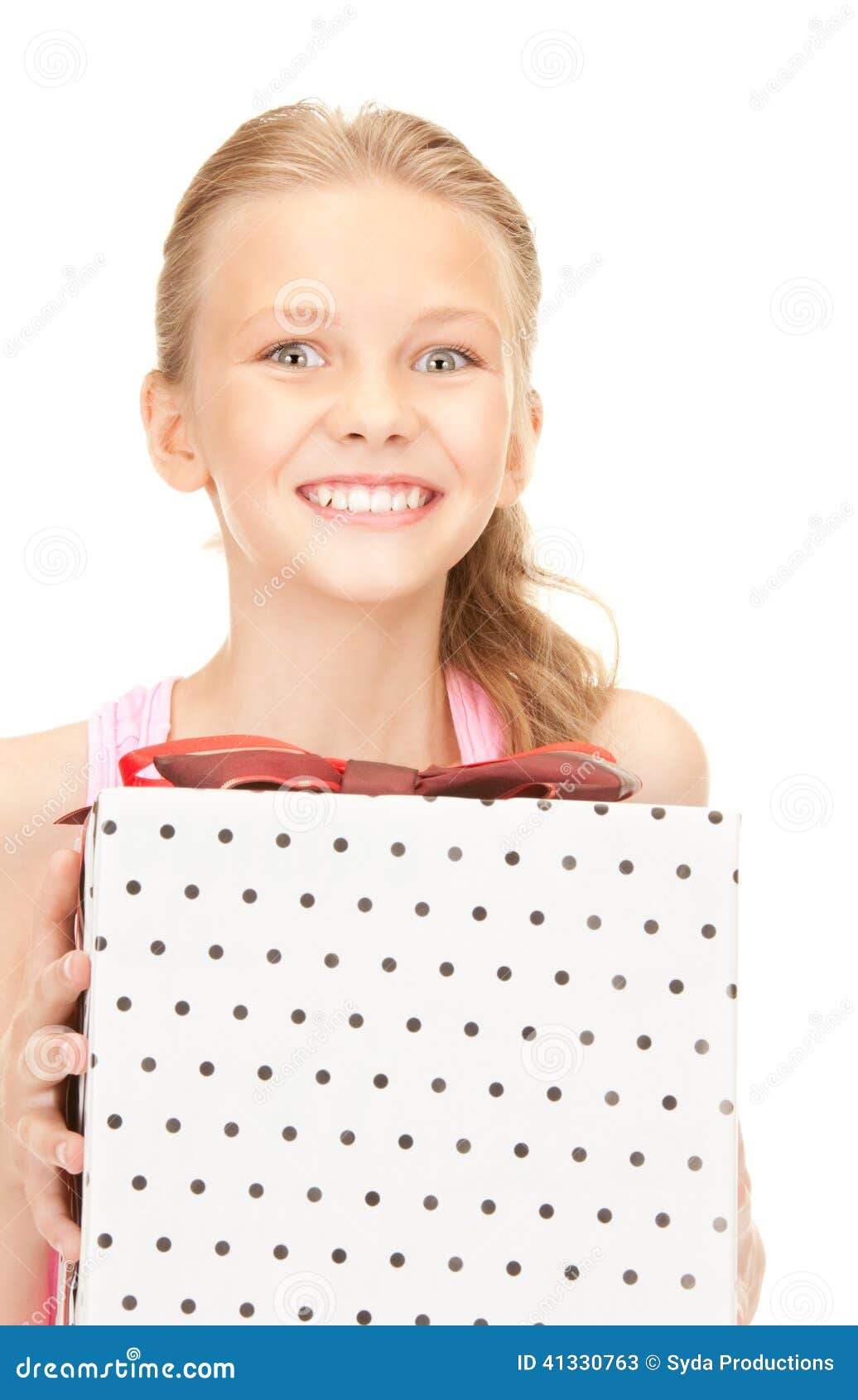 Happy girl with gift box stock image. Image of joyful - 41330763