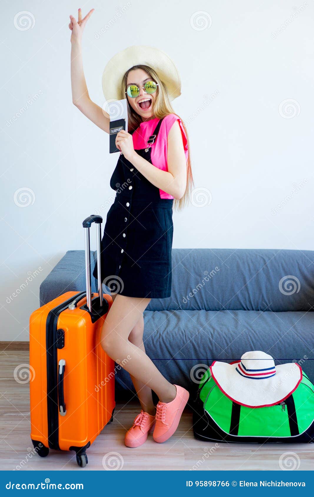 Happy Girl is Going on Vacation Stock Photo - Image of girl, female ...