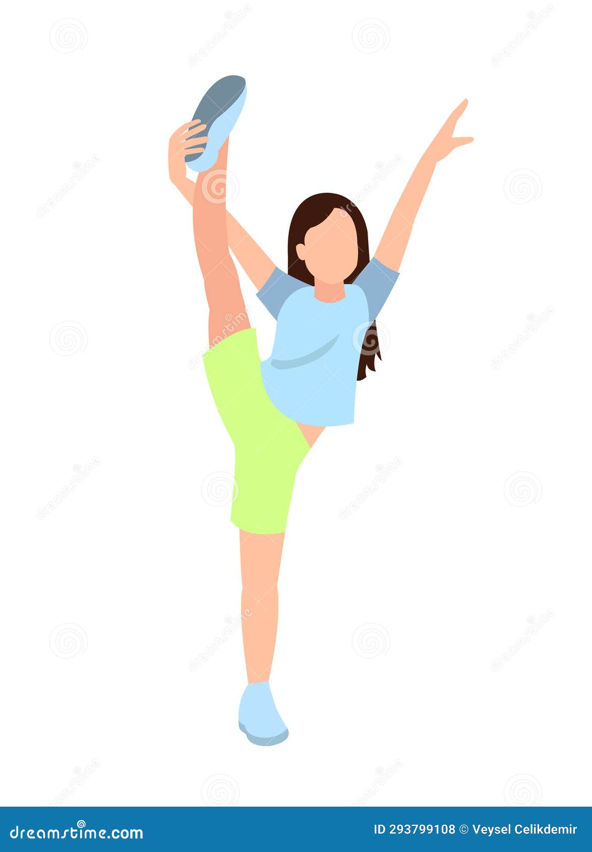 Happy Girl Gymnast Exercising. Little Child Doing Gymnastics. Cute Kid ... Happy Girl Gymnast Exercising. Little Child Doing Gymnastics. Cute Kid ...