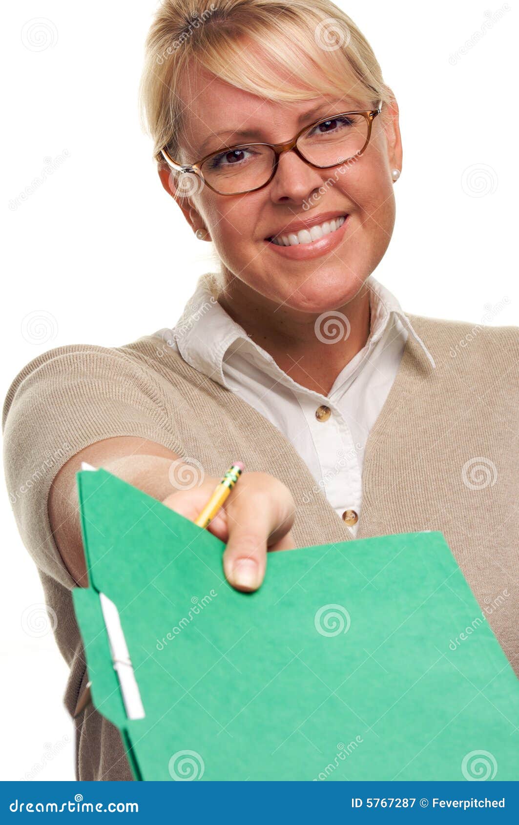 Happy Girl Hands Over Folder Stock Image - Image of eyes, academic: 5767287