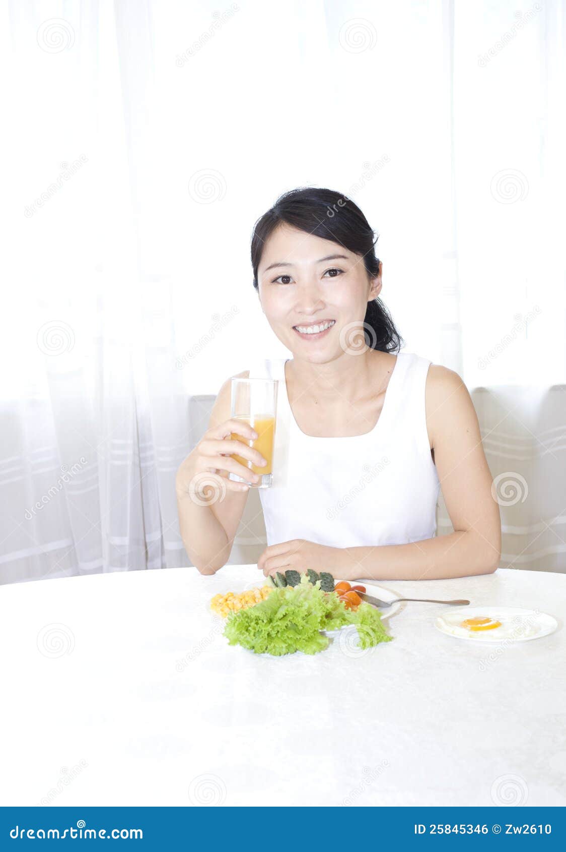 A Happy Girl Having Breakfirst Stock Photo - Image of breakfirst ...