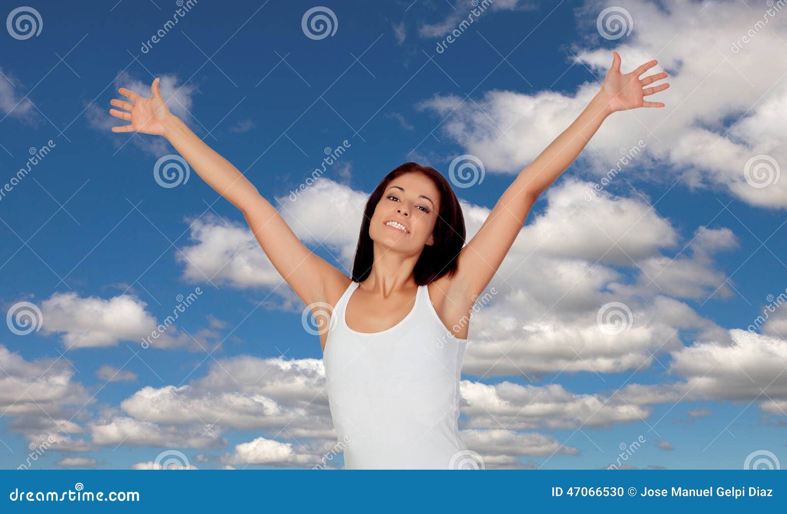 Happy girl in the heaven stock photo. Image of extended - 47066530