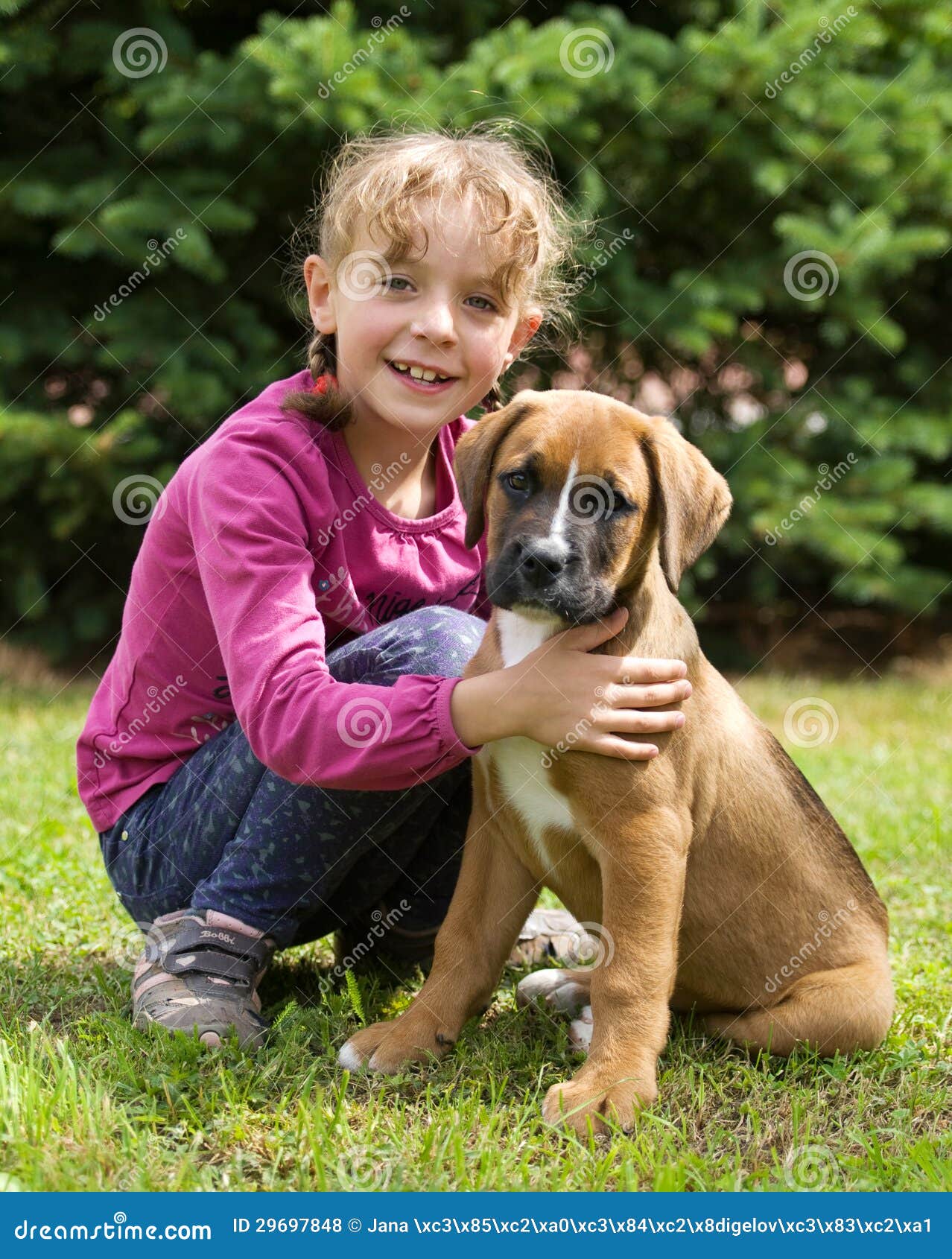 Happy girl with her puppy stock photo. Image of sociable - 29697848