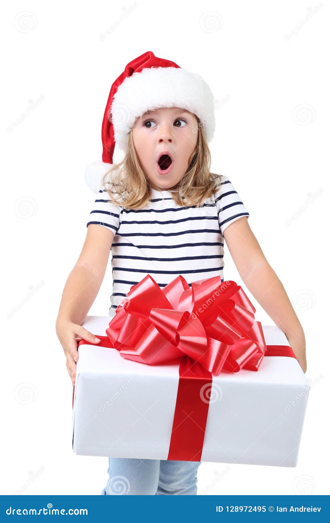 Girl holding gift box stock image. Image of isolated - 128972495