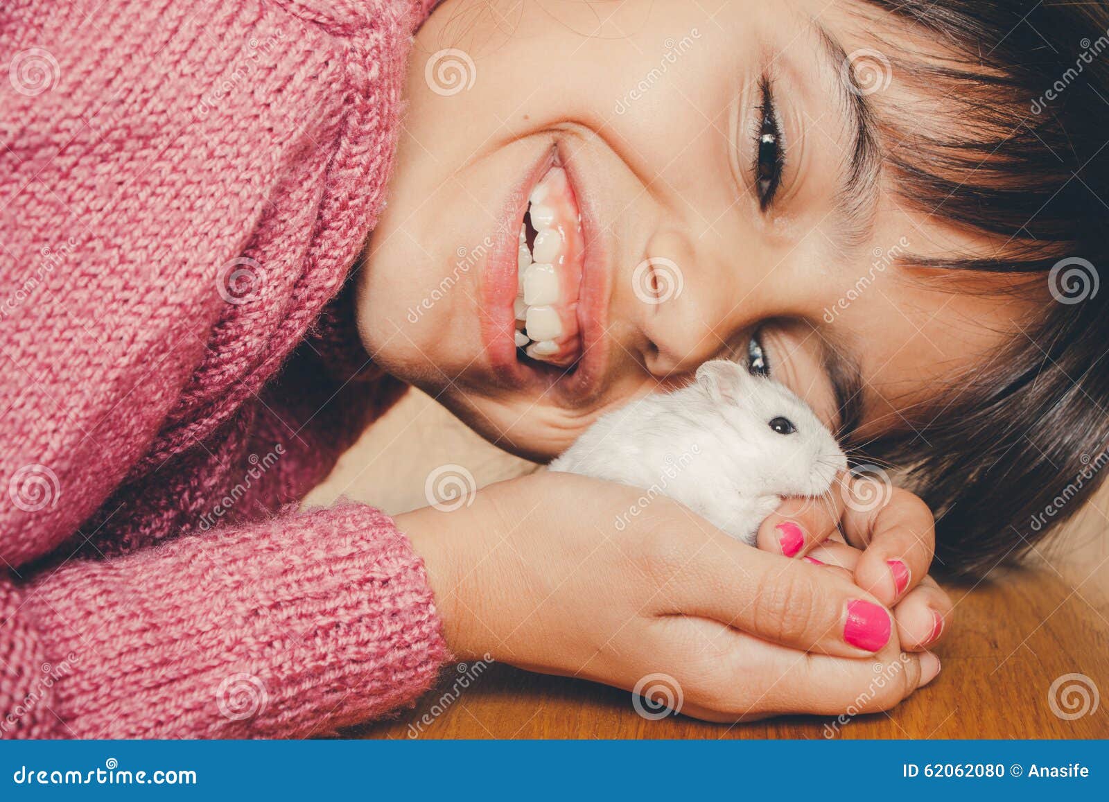 Happy Girl Hugging Her Hamster Stock Photo - Image of friends, girl ...