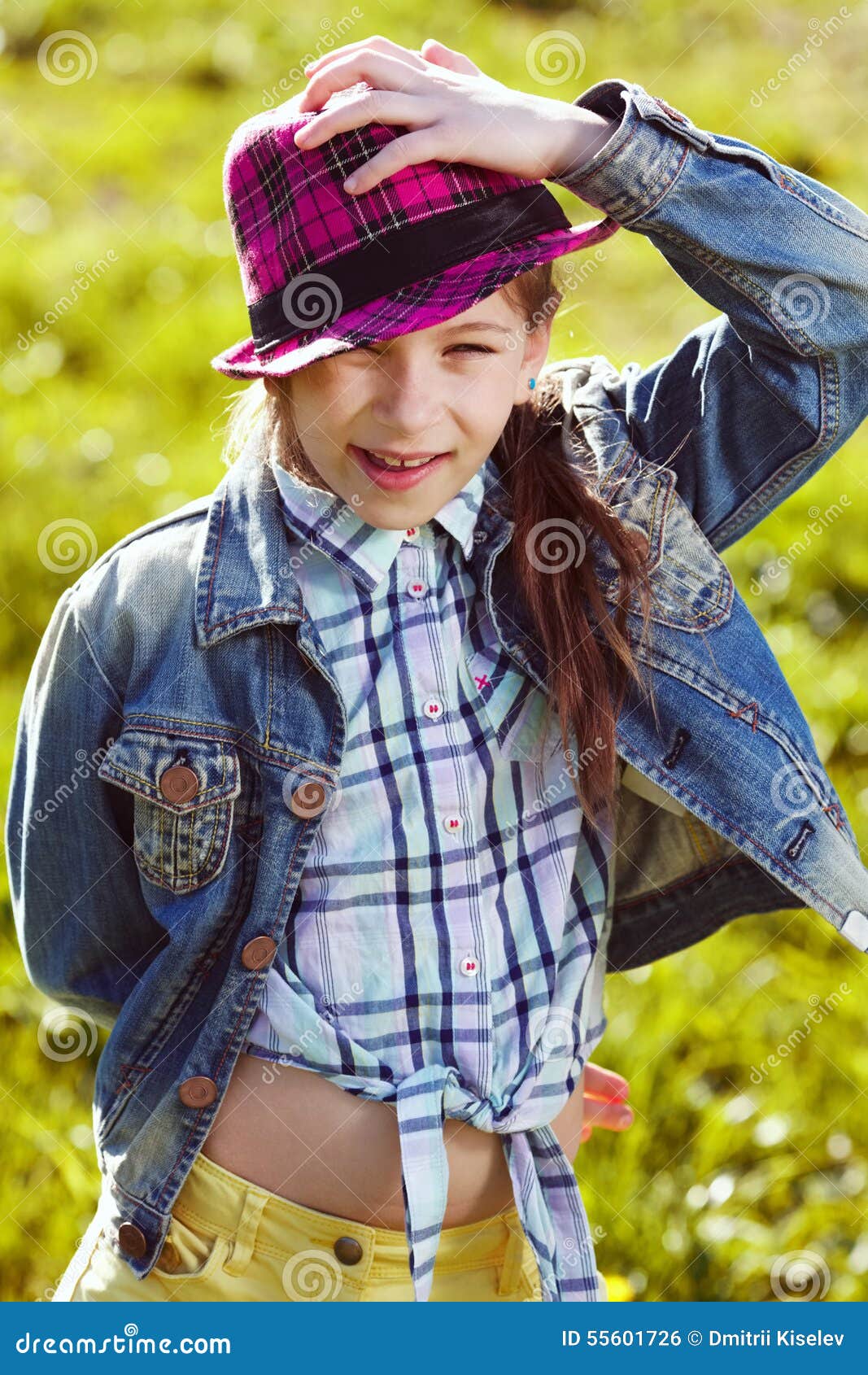 Happy Girl in a Jacket and Hat Stock Photo - Image of caucasian, girlie ...