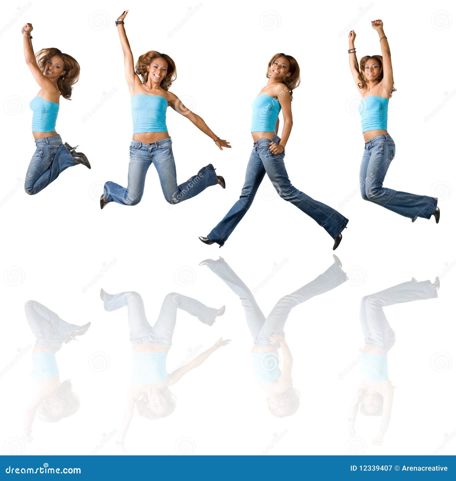 Happy Girl Jumping stock image. Image of hispanic, isolated - 12339407