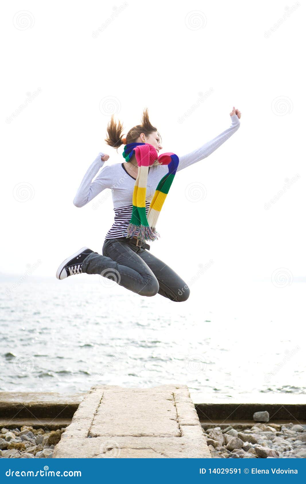 Happy girl is jumping stock image. Image of person, nature - 14029591