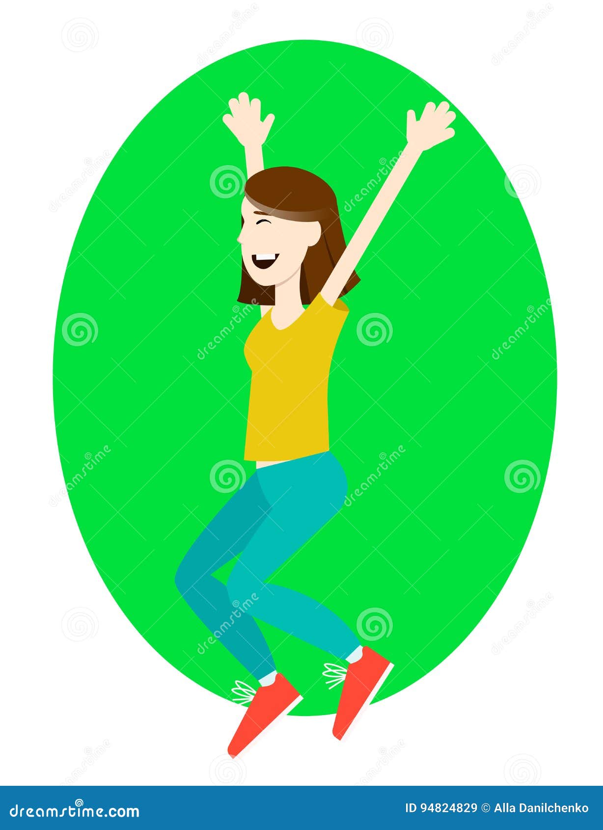 Happy Girl Jumping Up with Excitement Stock Vector - Illustration of ...