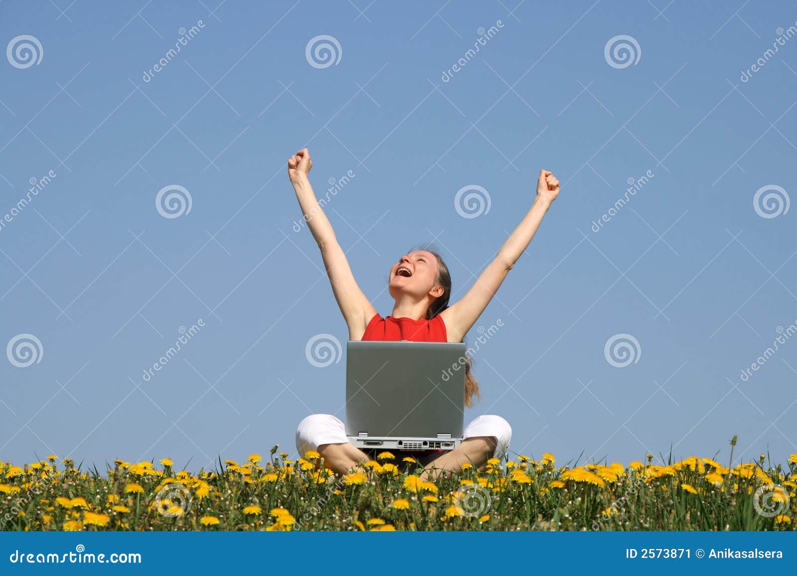 Happy girl with laptop stock image. Image of spacious - 2573871
