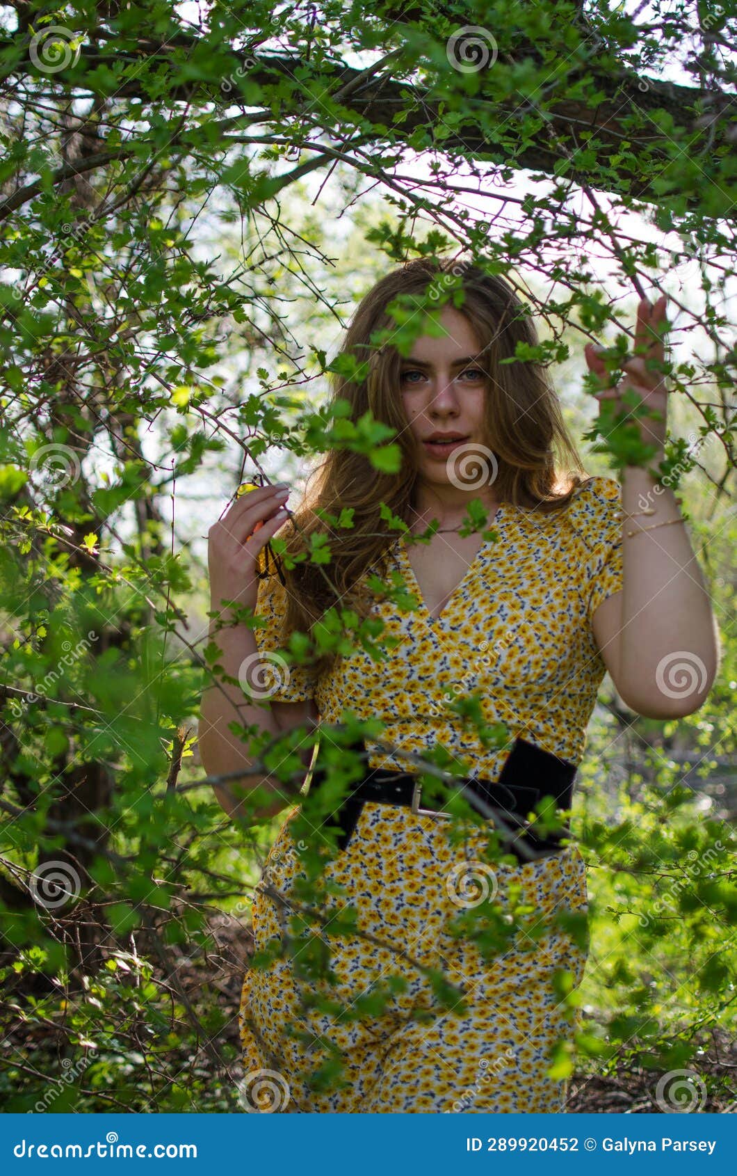 Happy Girl with Long Hair Walking in the Spring Stock Photo - Image of ...