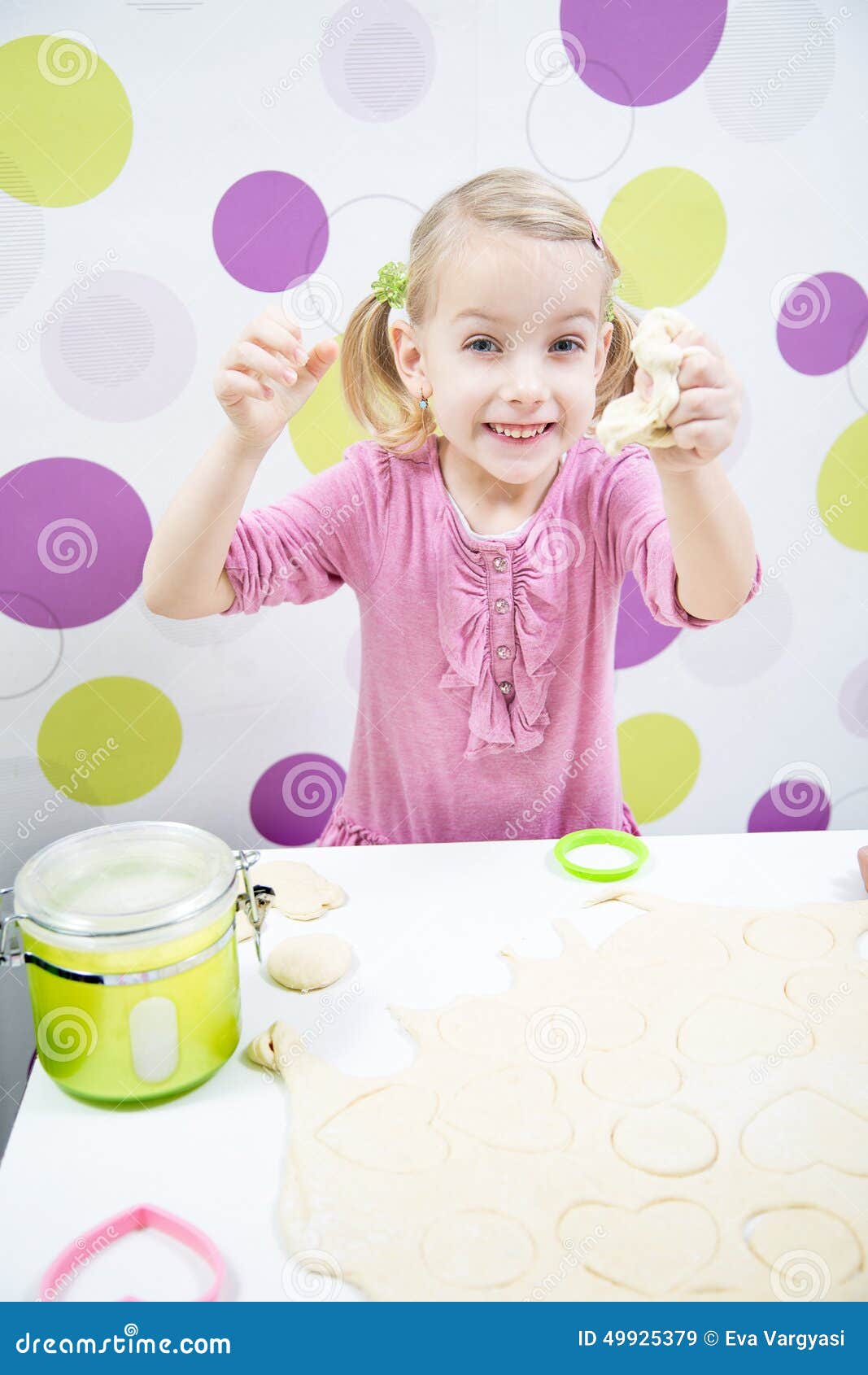 Happy girl make cake stock image. Image of cookie, biscuit - 49925379