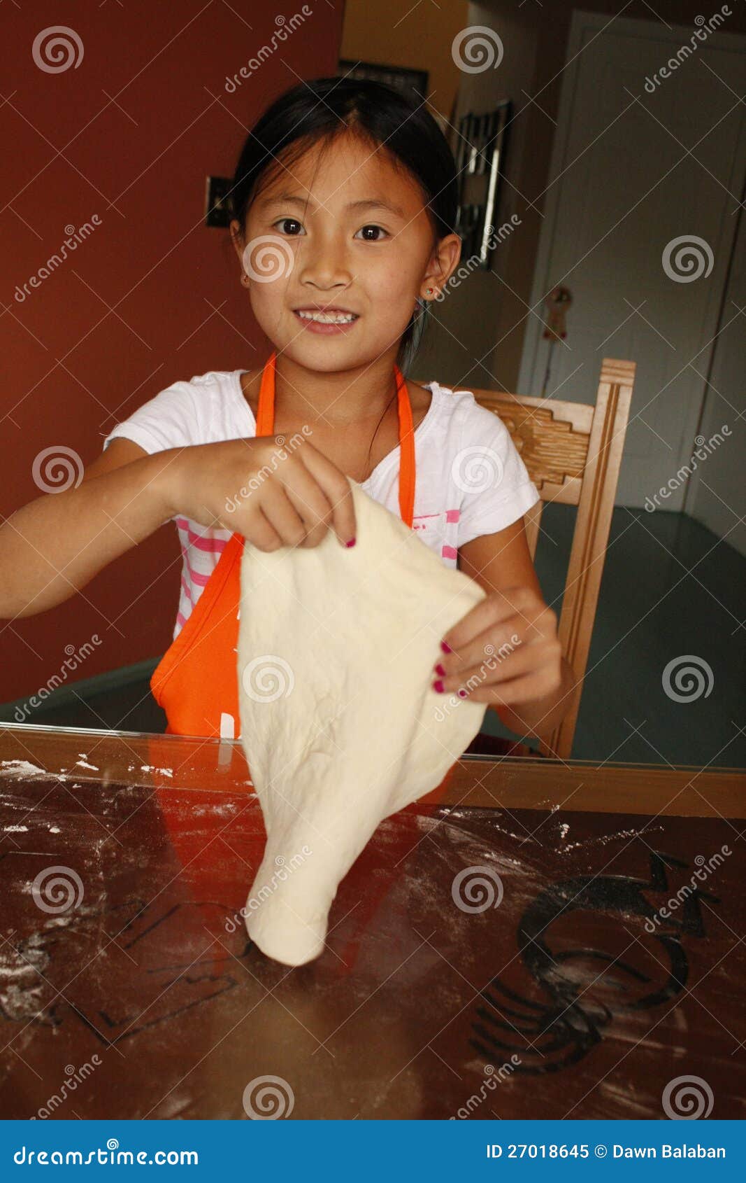 Happy girl making pizza stock image. Image of adorable - 27018645