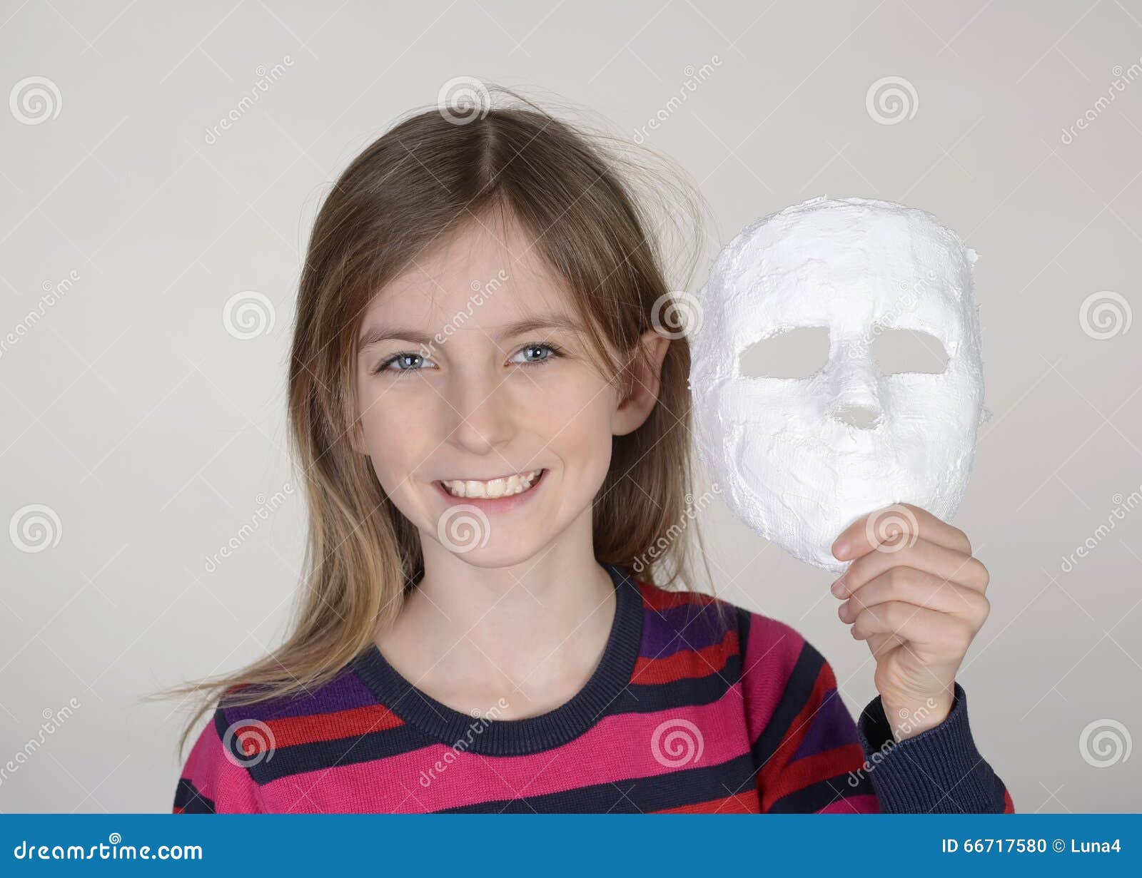 Happy girl with mask stock photo. Image of occult, fear - 66717580