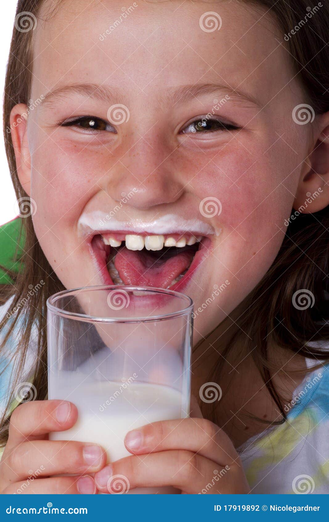 Happy Girl with Milk Mustache Stock Photo - Image of girl, child: 17919892