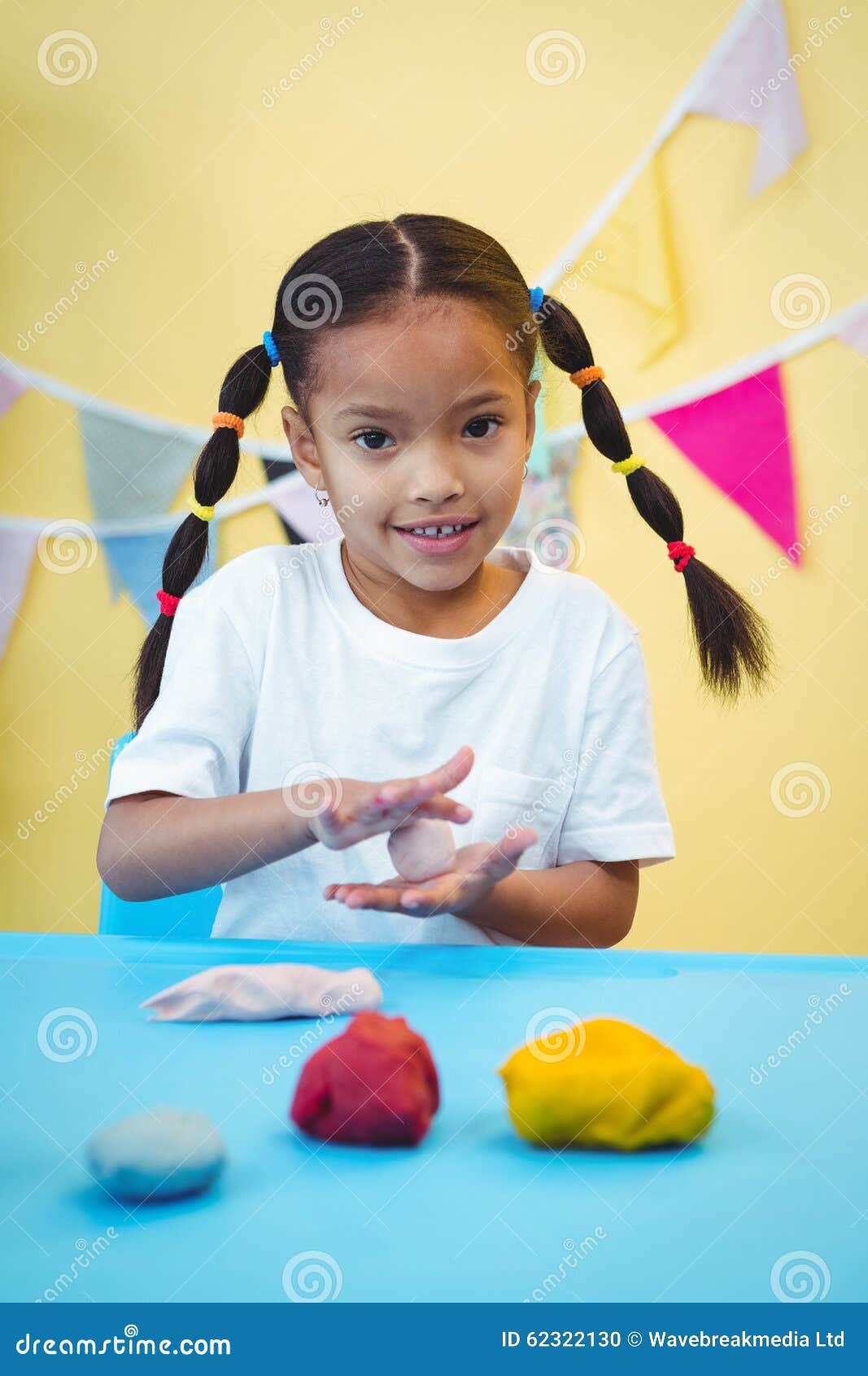 Happy Girl with Modelling Clay Stock Photo - Image of entertaining ...
