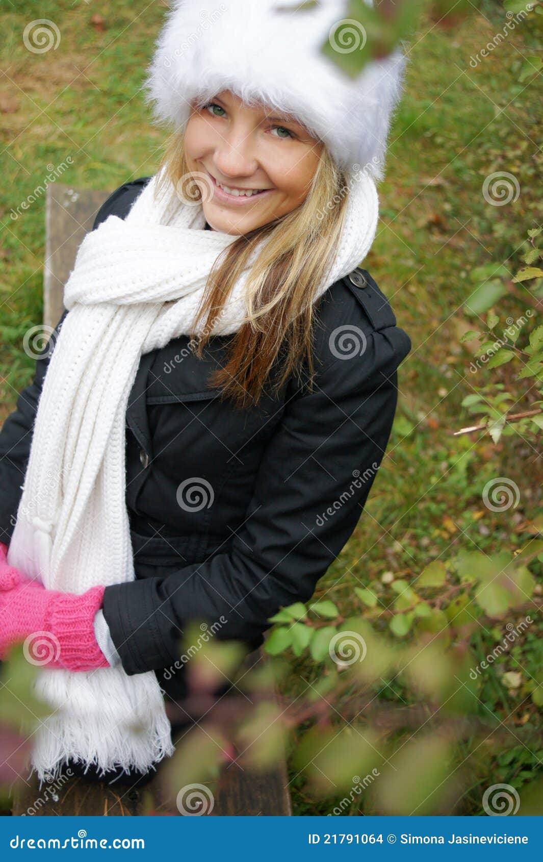 Happy girl in park stock photo. Image of meadow, attractive - 21791064