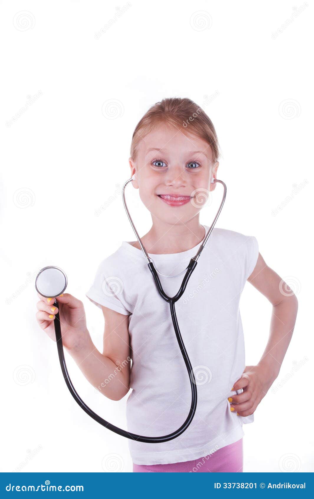 Happy Girl Playing a Doctor Stock Image - Image of person, physician ...